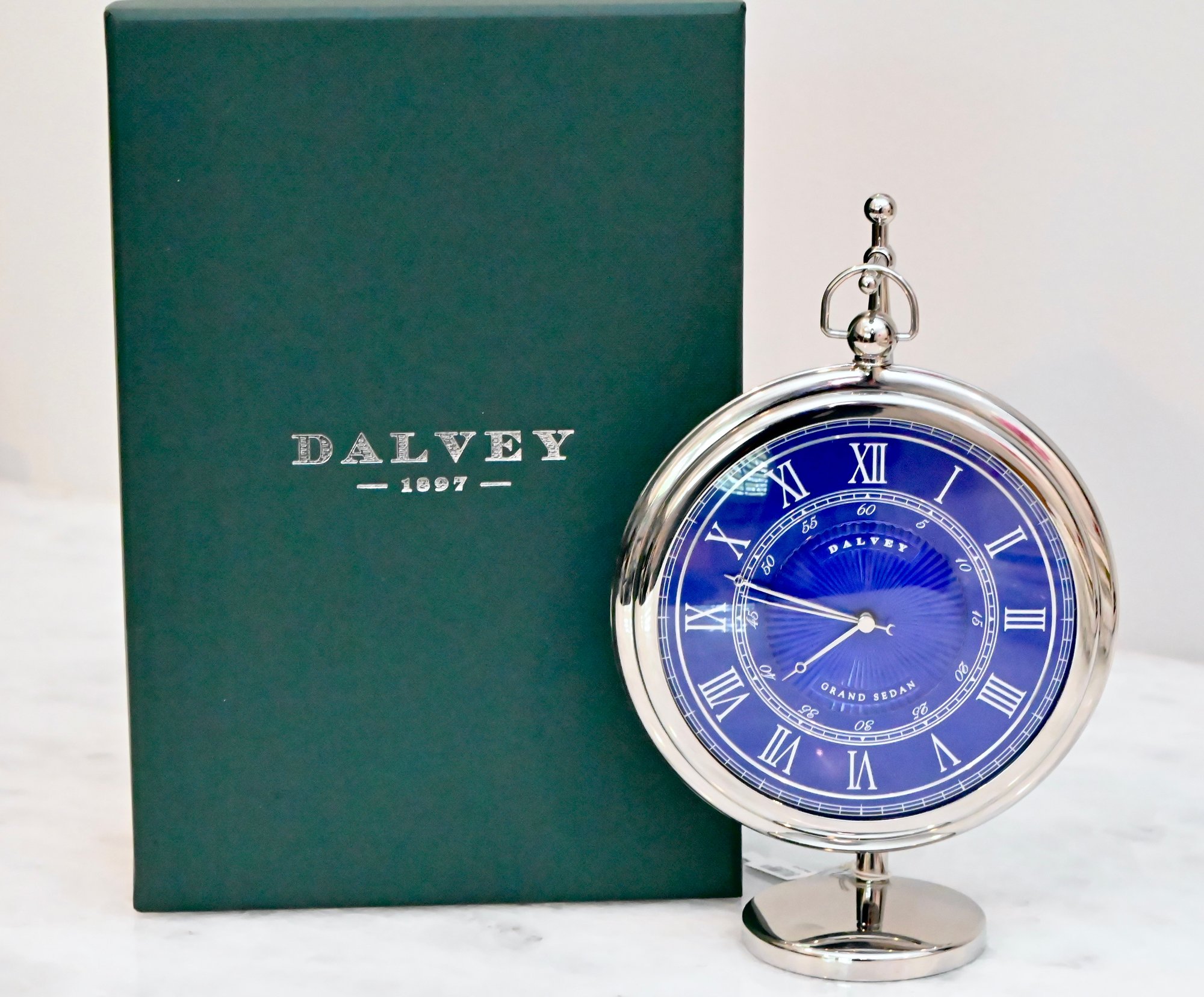 Dalvey Clock & Stand With Box #158504 | Auctionninja.com