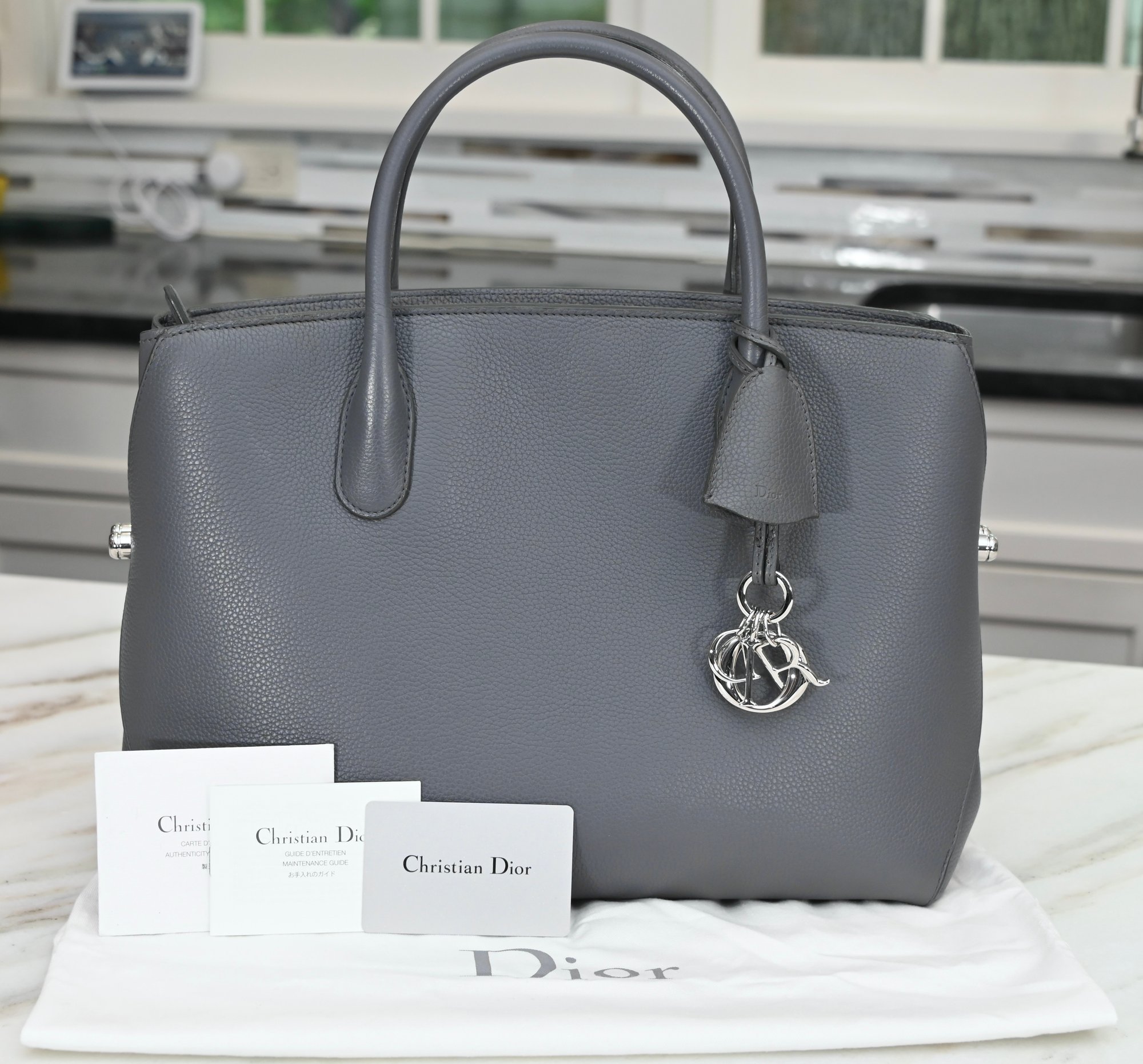 Christian Dior Open Bar Bag Gray Handbag - Authentic #158580 ...