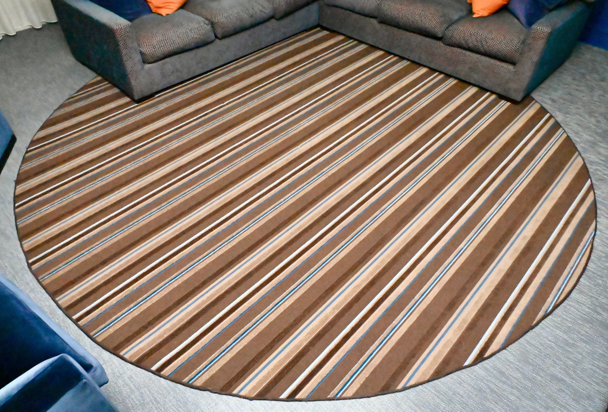 Custom 12 Foot Round Contemporary Round Striped Area Rug #182650 ...