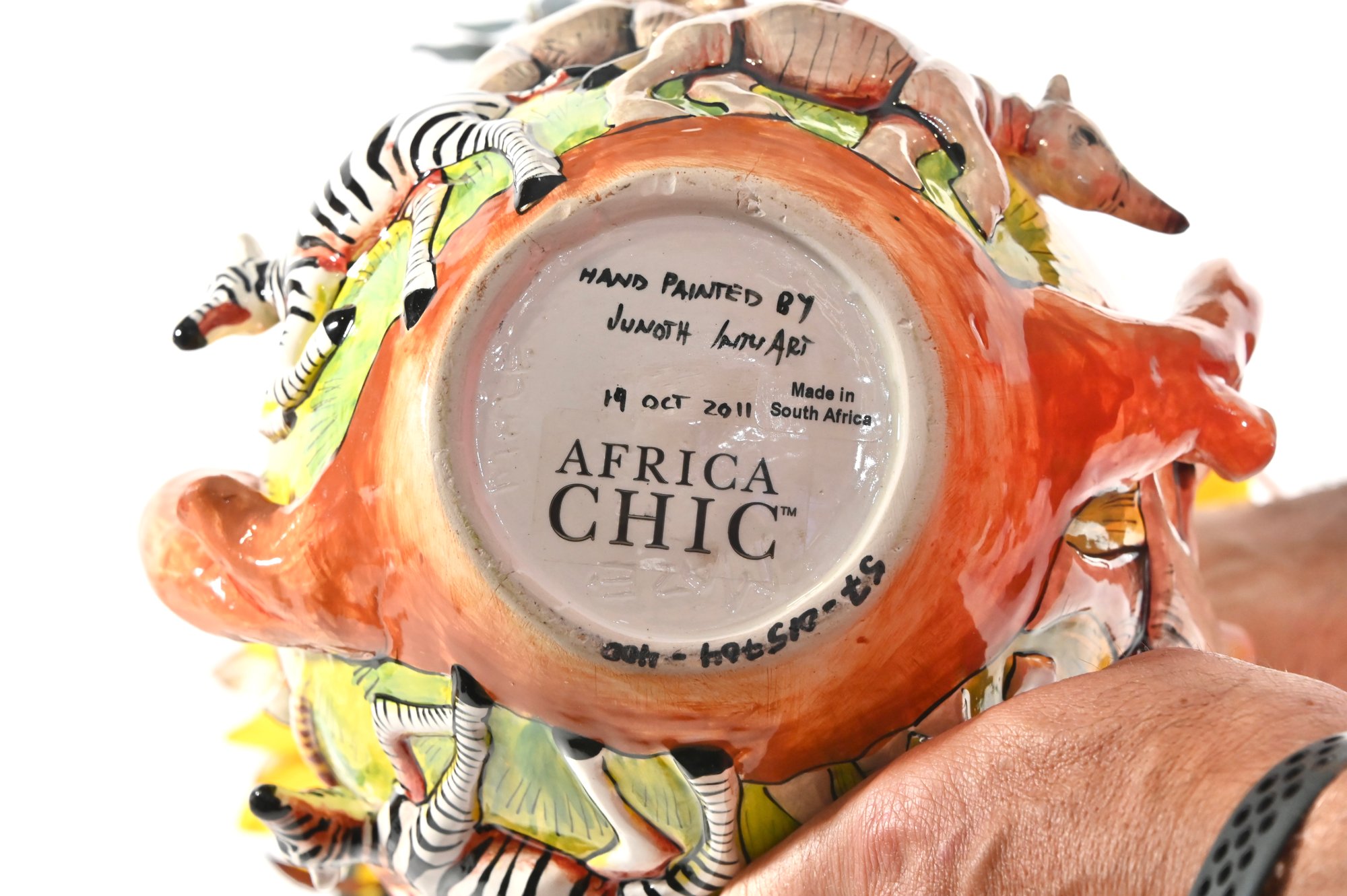 Hand-Painted Africa Chic South African Ceramic Vase By Junoth Art 2011 ...