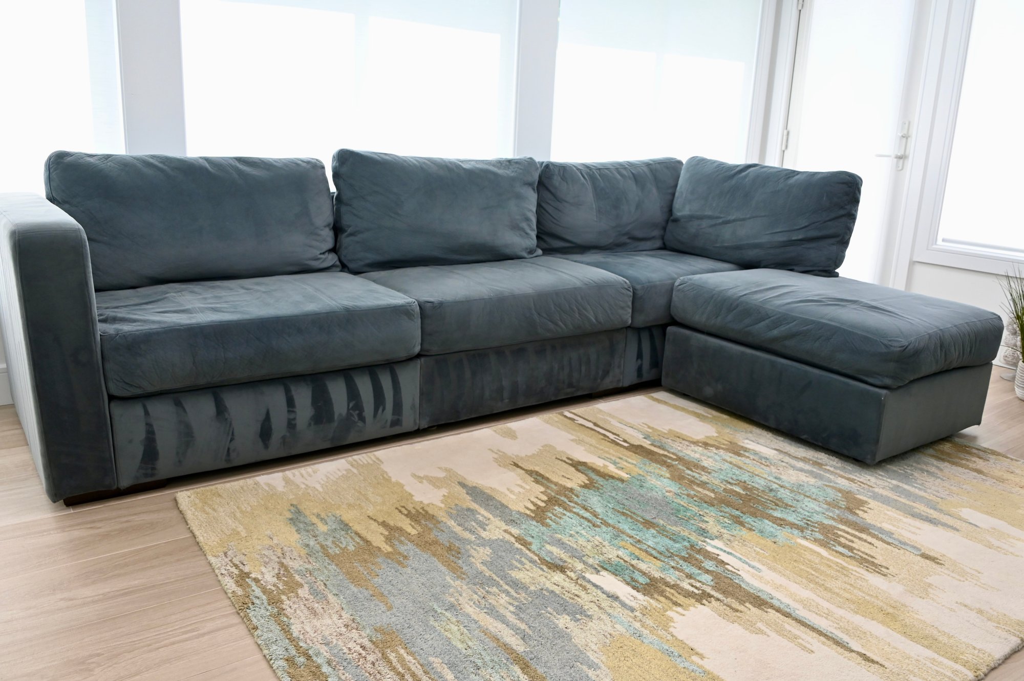 Lovesac Sactional Sectional Sofa In Vintage Blue Microsuede #164201 ...