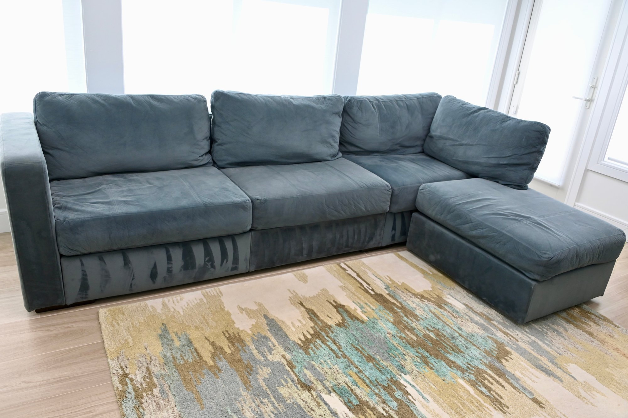 Lovesac Sactional Sectional Sofa In Vintage Blue Microsuede #164201 ...