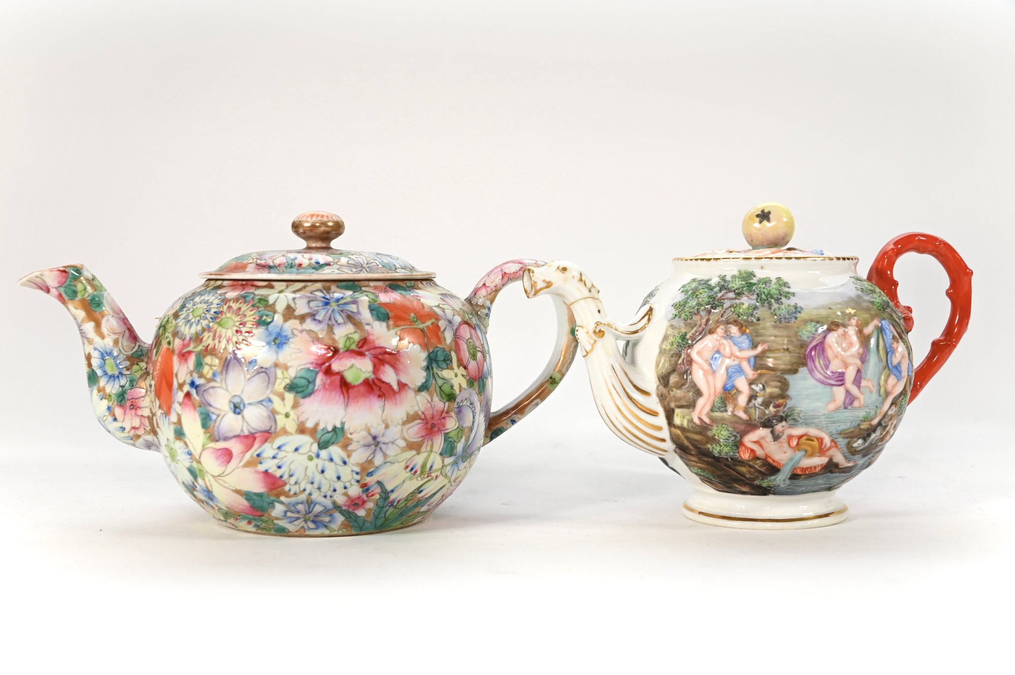 Decorative Porcelain Teapots Chinese Famille Rose & Italian Capodimonte ...