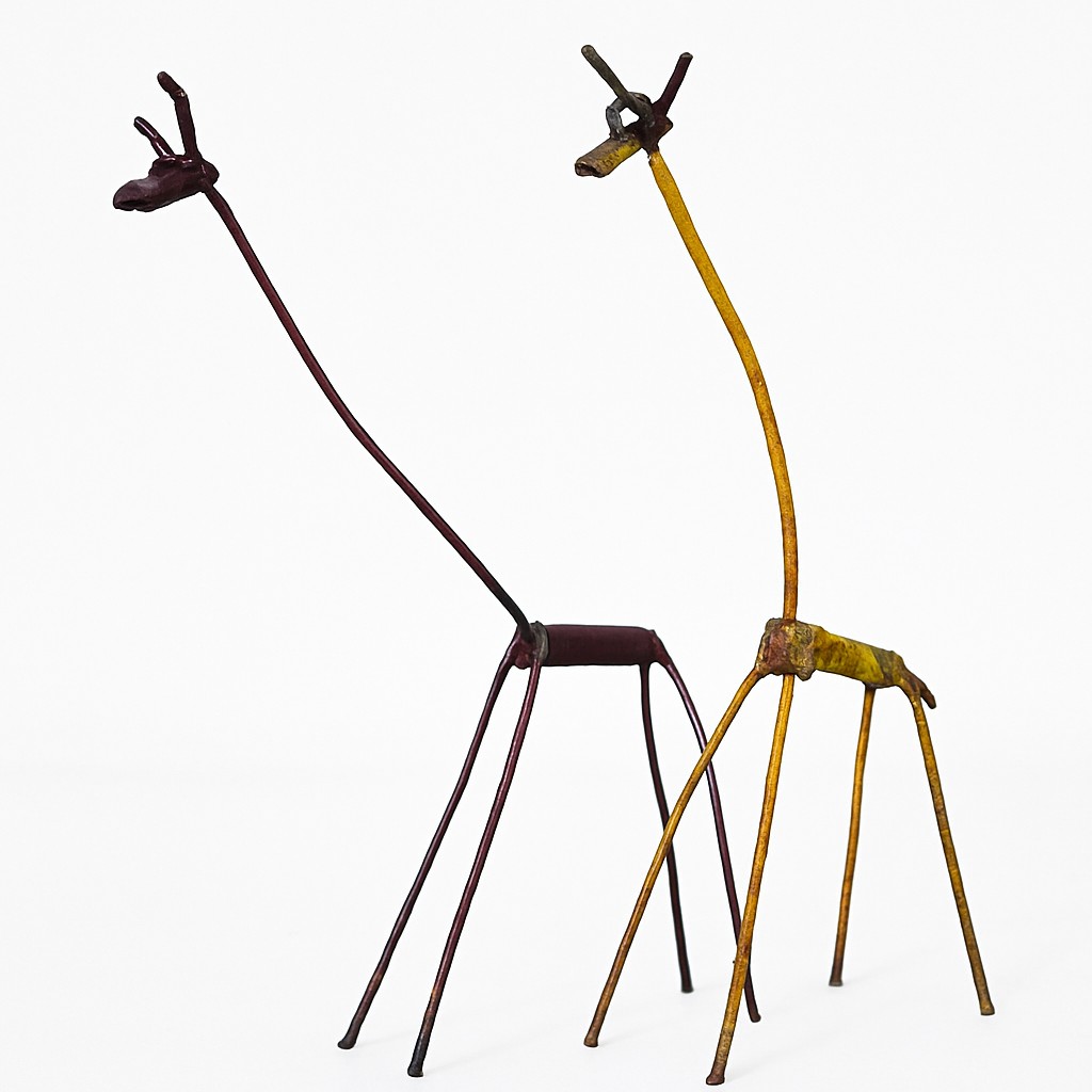 Pair Of Vintage Welded Metal Giraffe Sculptures Mid-Century Modern Folk ...