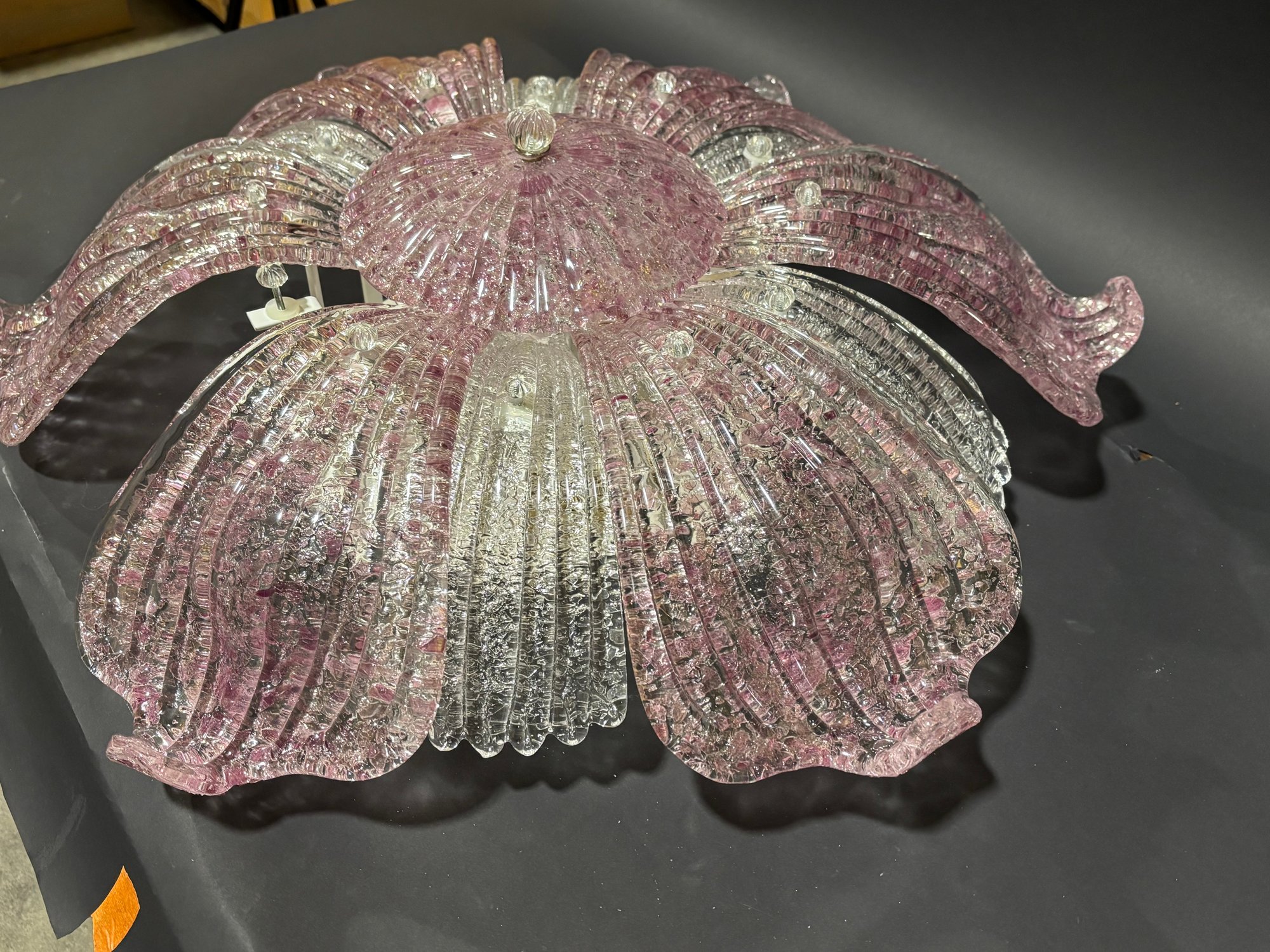 Murano Pink And Clear Flush Mount Chandelier-READ #169993 ...