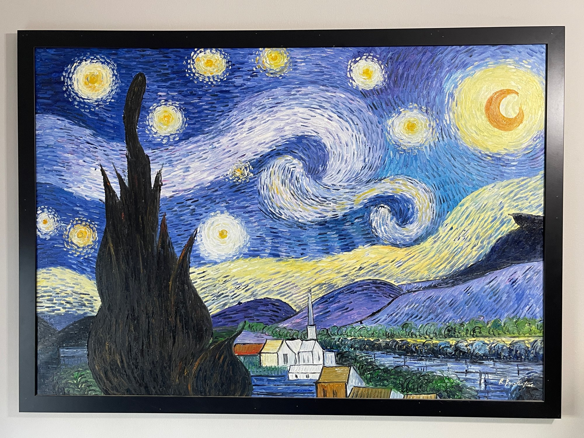 Van Gogh Starry Night Reproduction Canvas Art Signed By Artist #152933 ...