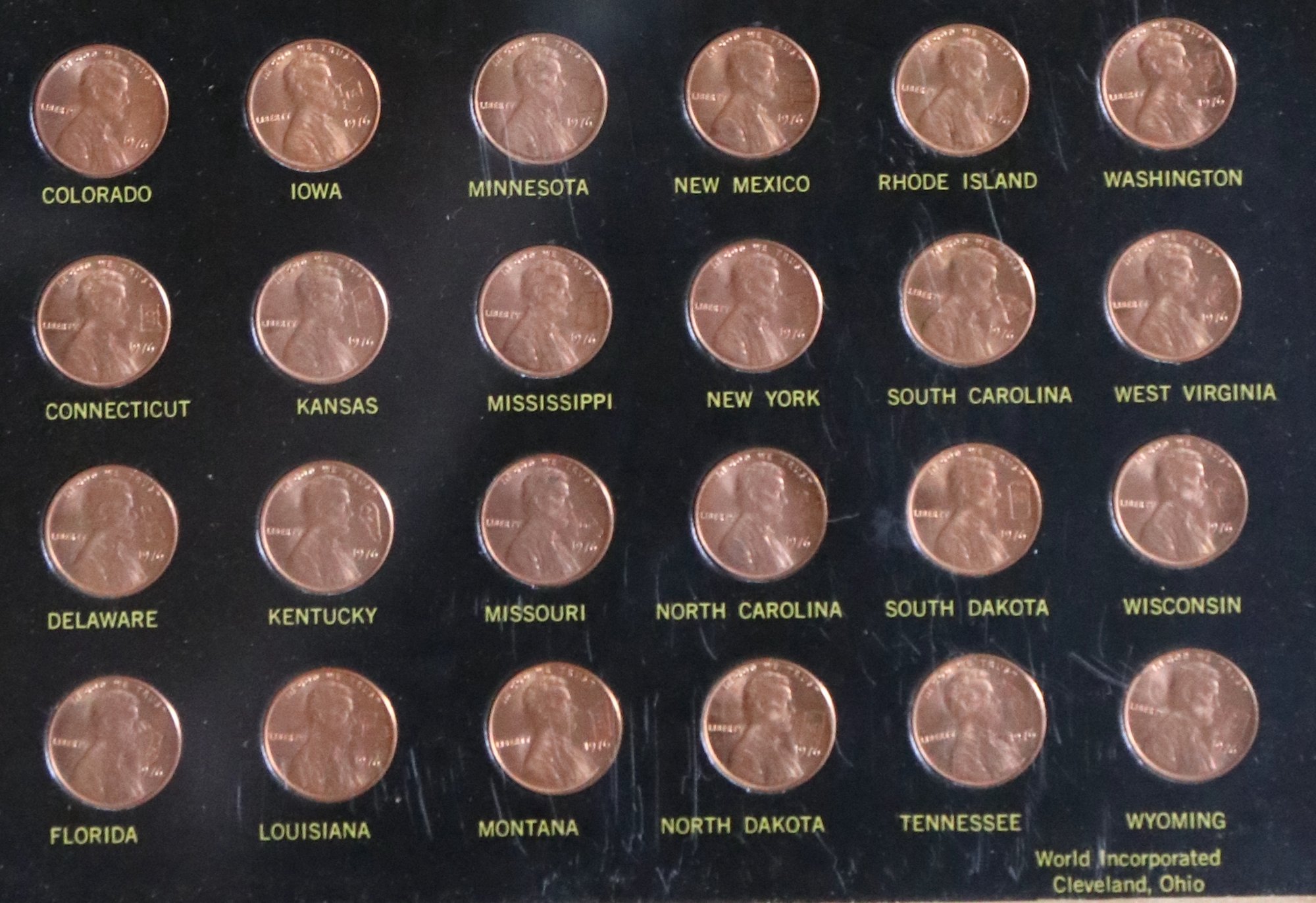 Land Of The USA 1976 Pennies Stamped With Each State And Framed ...