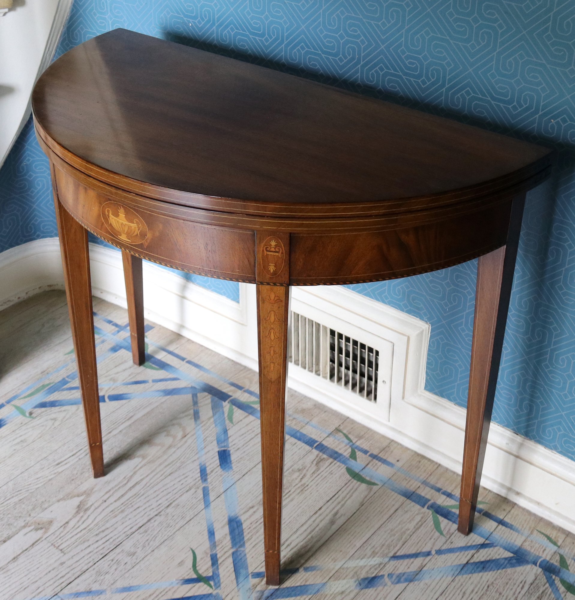 Early 20th Century Federal Inlaid Mahogany Demi Lune Table #143260 ...