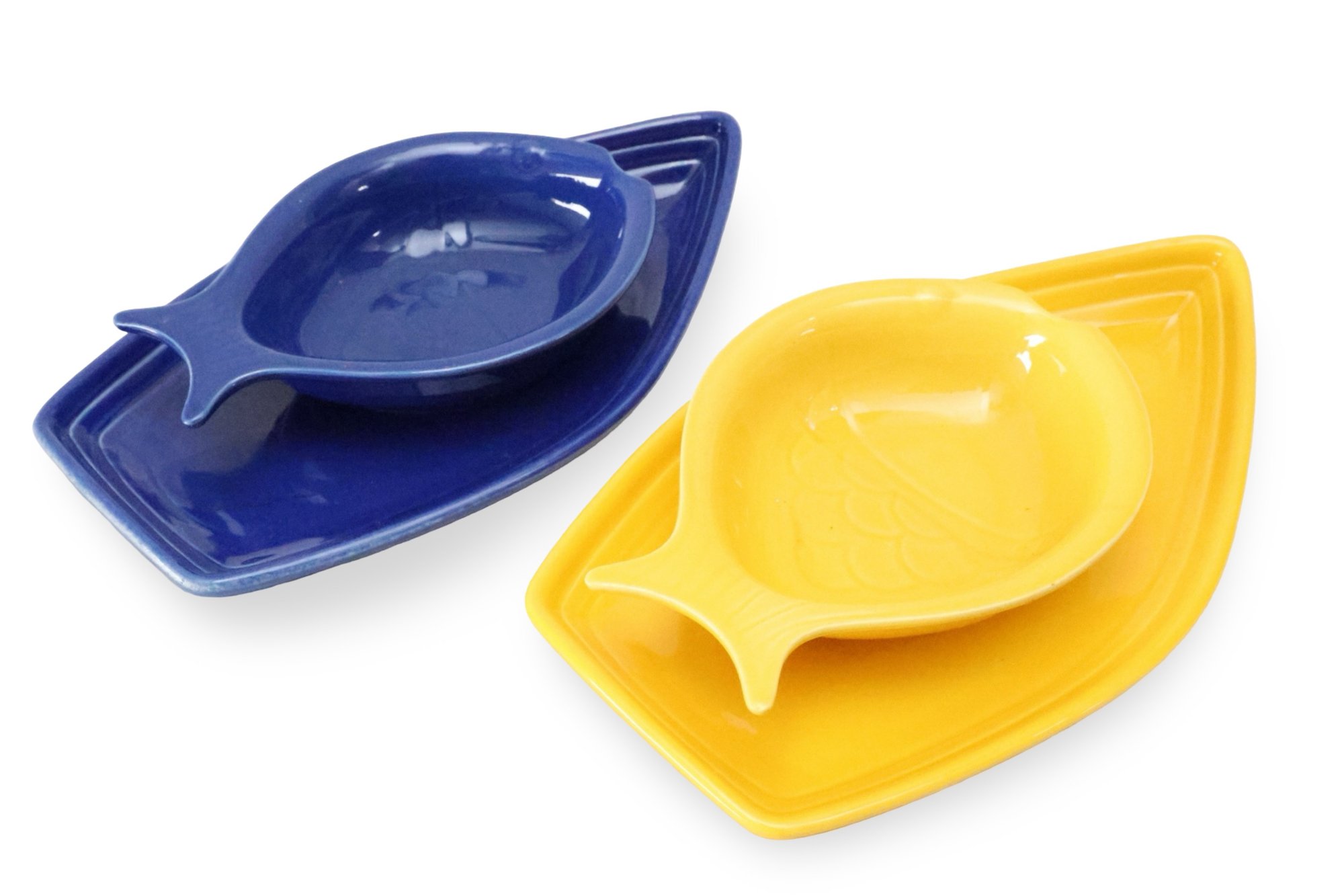 Appolia France Ceramic Fish Serving Dish Sets Yellow And Blue #160686 ...
