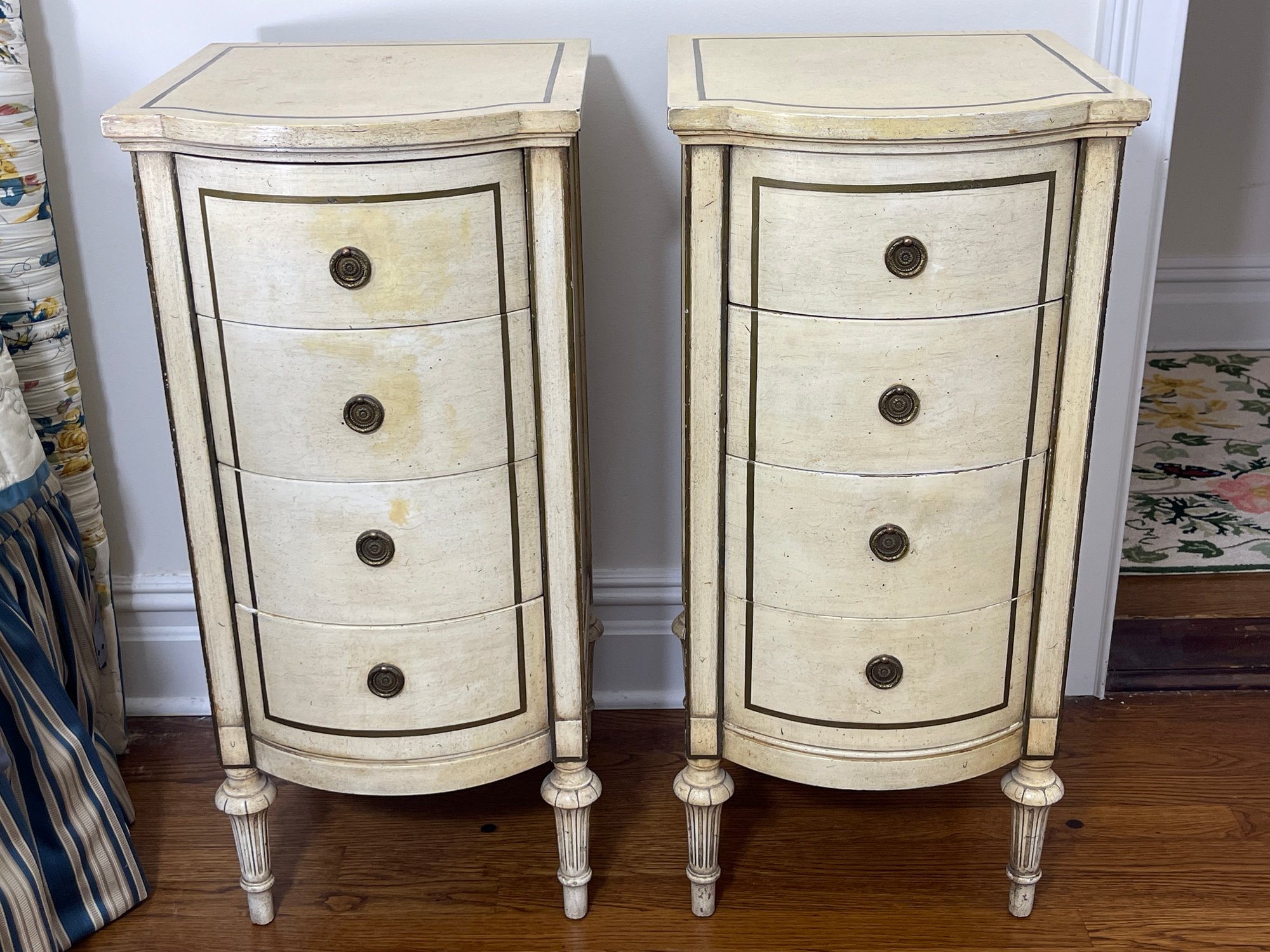 Cream Colored 4 Drawer Night Stands - A Pair #151732 | Auctionninja.com
