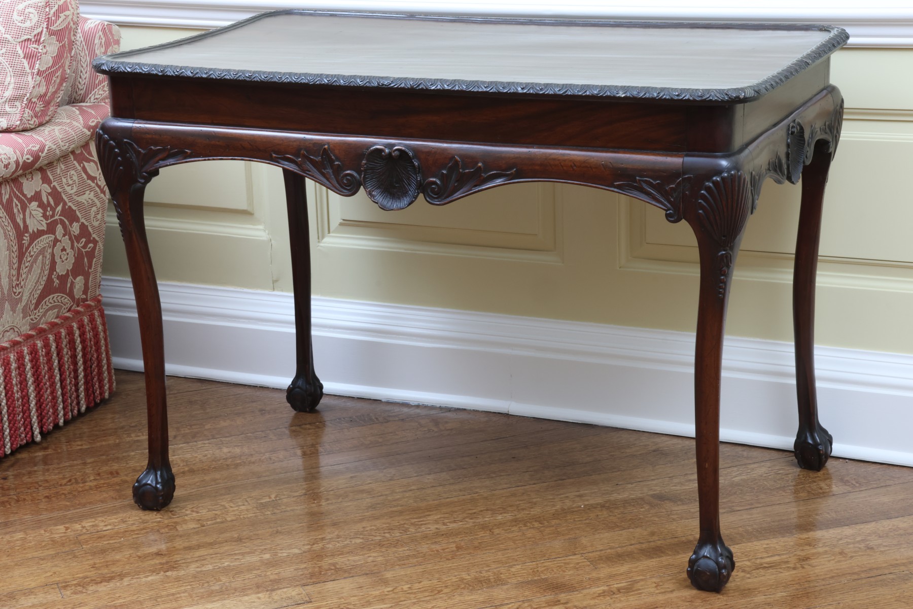 Chippendale Style Mahogany Side Table With Cabriole Legs And Ball In ...
