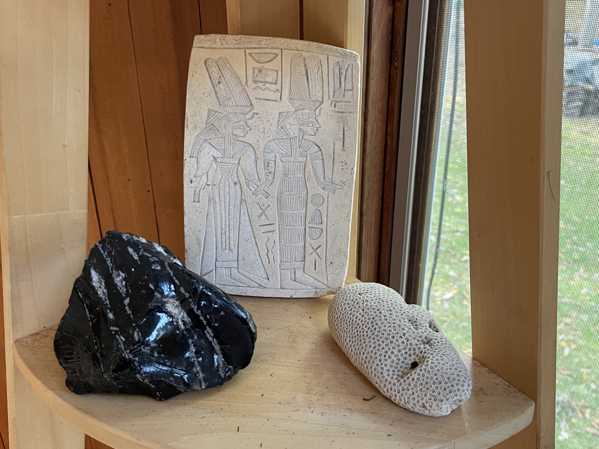 Stone Grouping Including Obsidian & Egyptian Replica Tablet #97095 ...