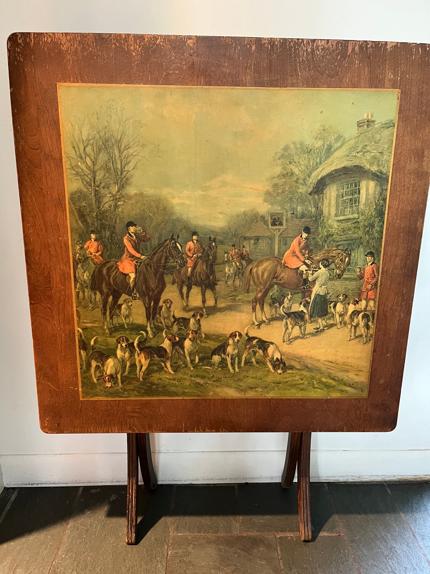 Vintage 1950's Fox Hunt Scene Folding Card Table Or Screen #2084 ...