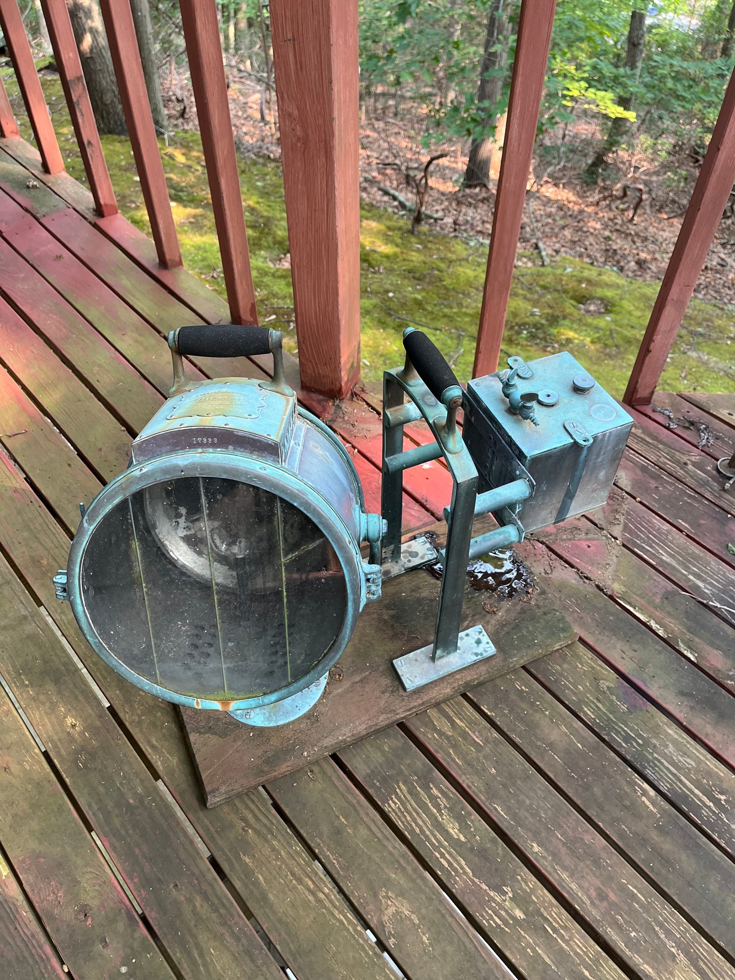 Vintage Mounted Ship Search Light With Plaque #2123 | Auctionninja.com