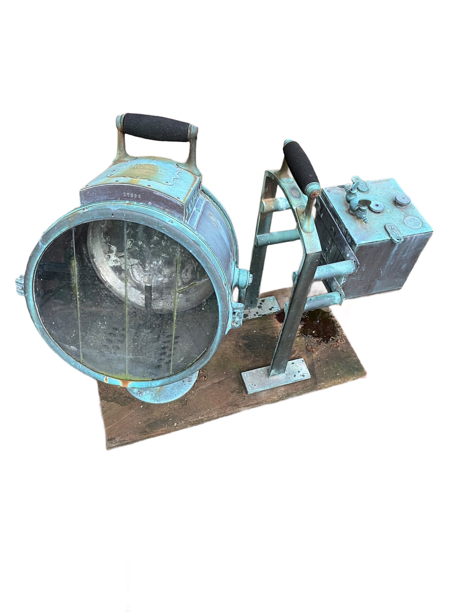 Vintage Mounted Ship Search Light With Plaque #2123 | Auctionninja.com