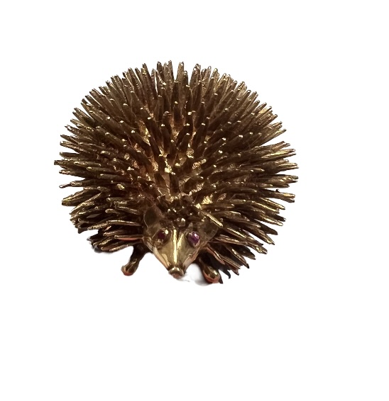 Antique 34 C Yellow Gold Hedgehog Pin With Ruby Eyes #1990 ...