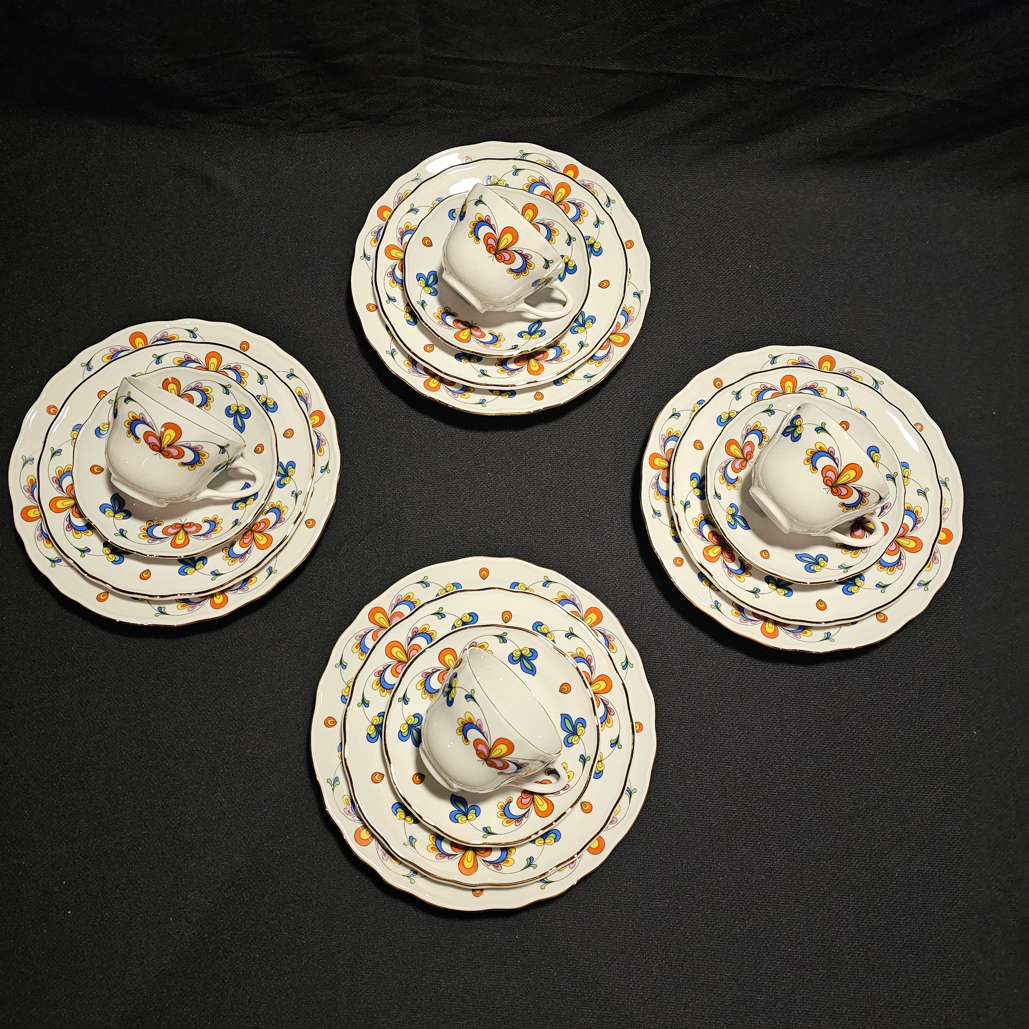1959 Porsgrund Norway Porcelain Tea Set And Dinner Plates Set Of 4 - 16 ...