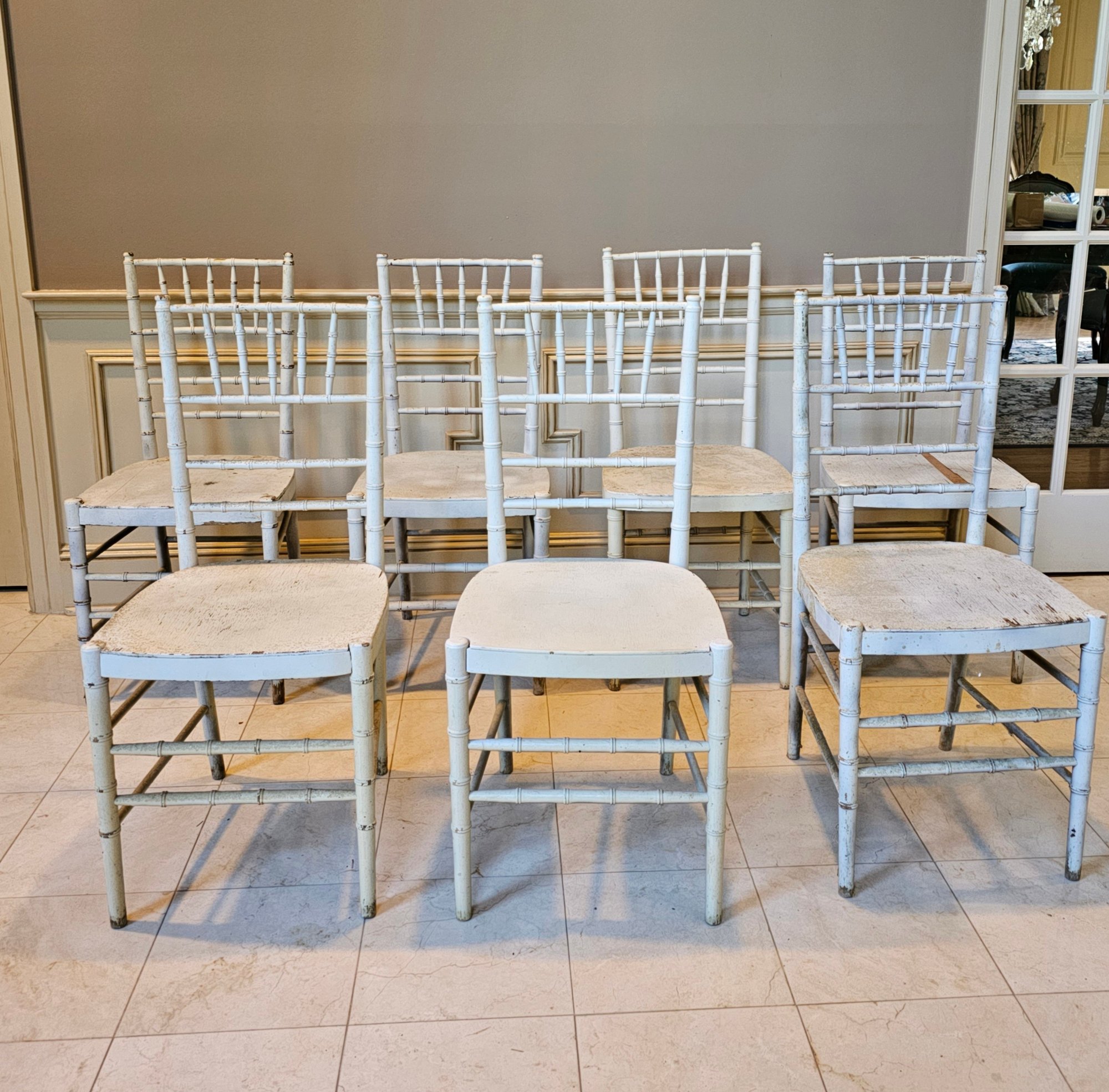 Chiavari Wood Chairs Painted In White Set Of Seven - The Chairs Need To ...