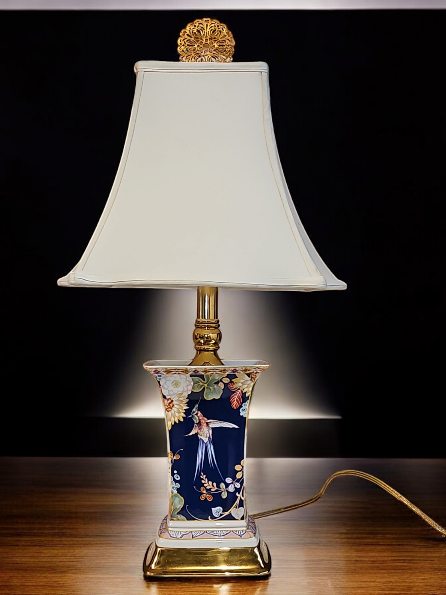 Spode Collection Table Lamp Floral And Bird Design With Shade And ...
