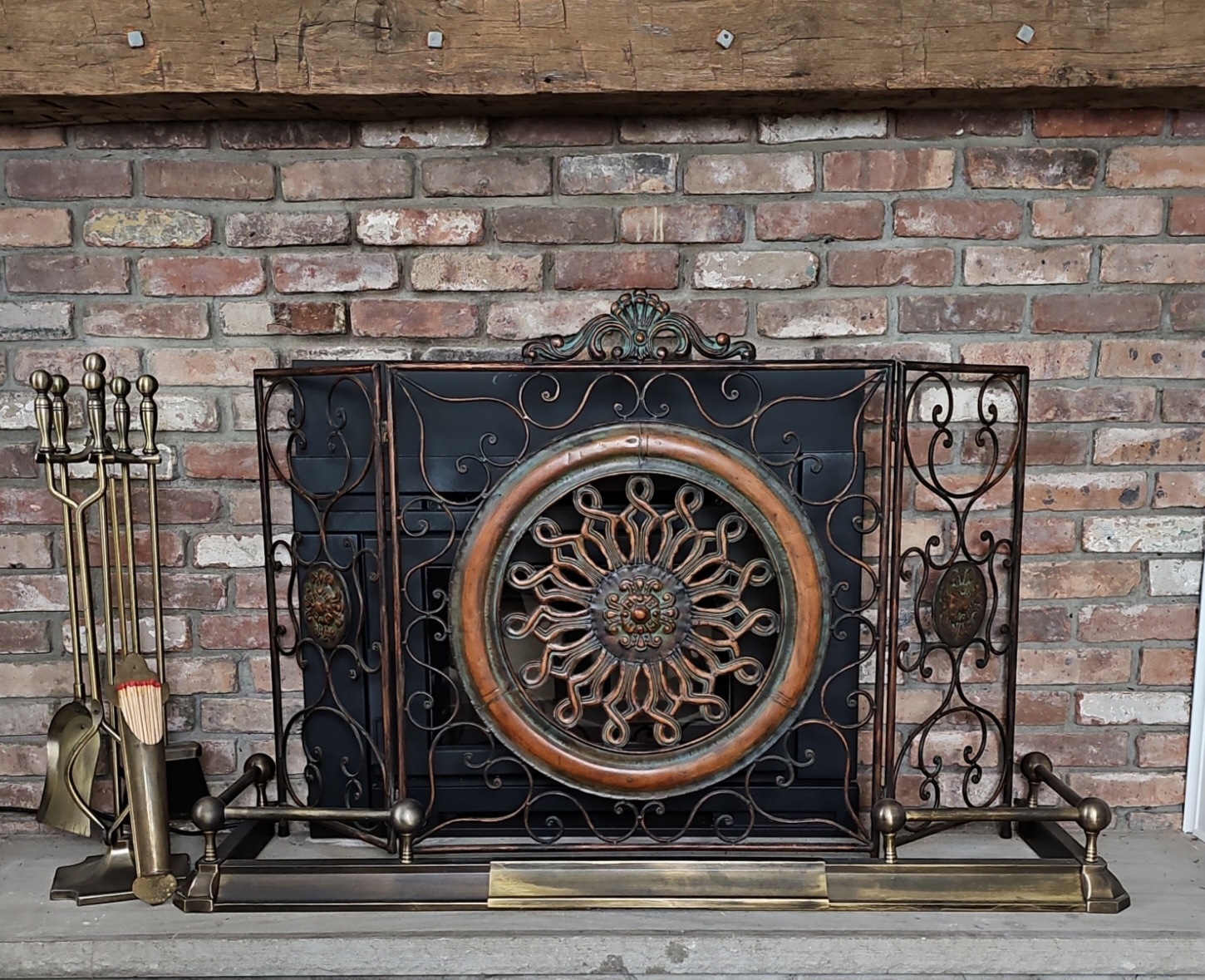 European-Style Wrought Iron Metal Frame Fireplace Screen, Wrought Iron ...