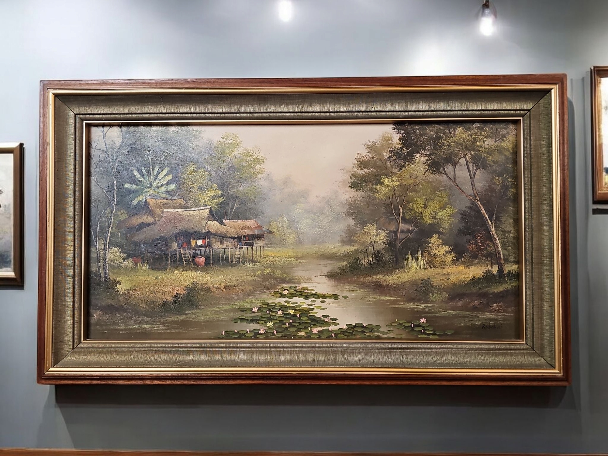 Vintage 20th Century Vietnam Oil On Canvas Painting Artist Signed 38"W ...