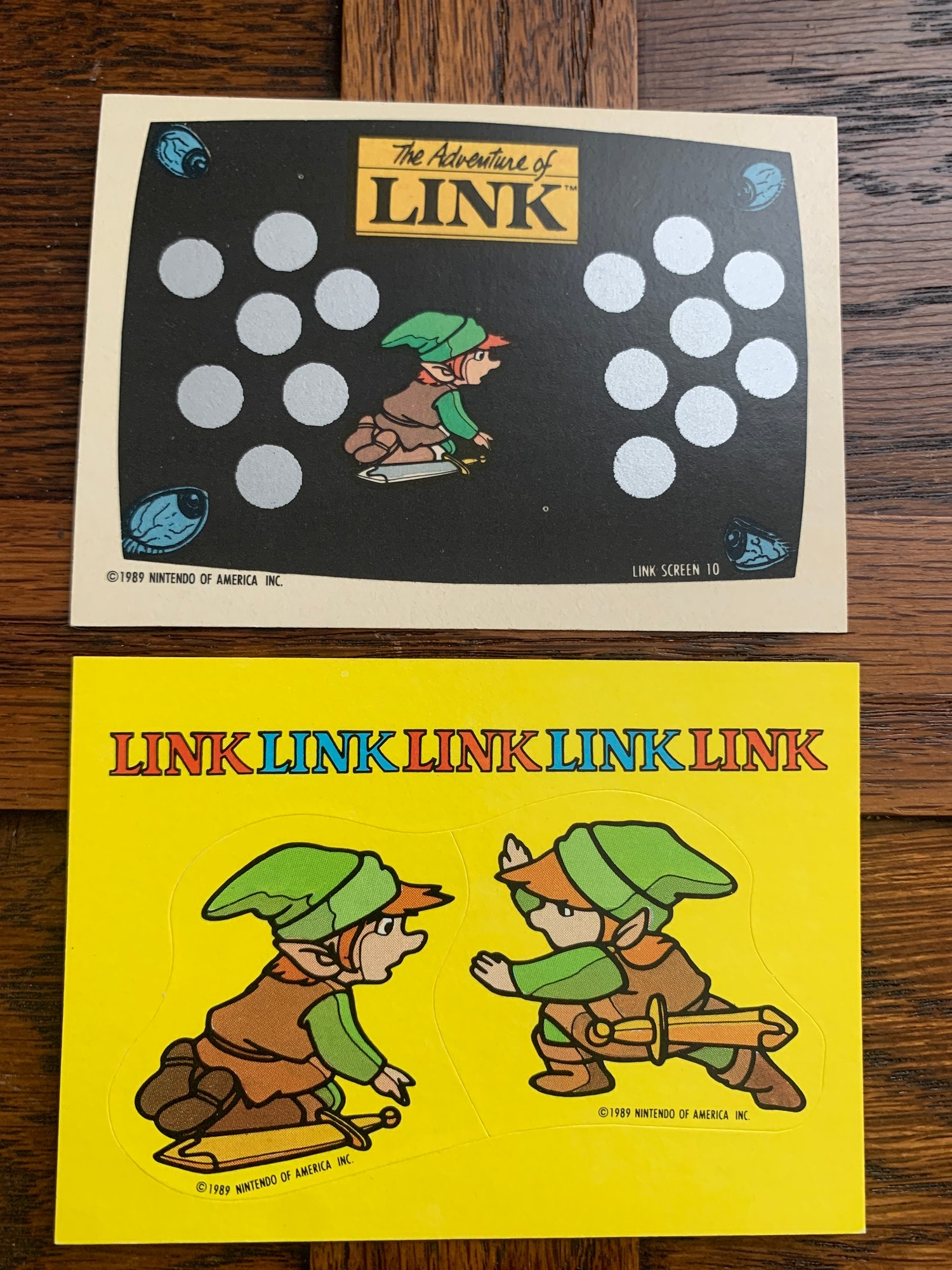 Two 1989 Topps ZELDA Cards, Nintendo Of America, LINK Stickers & The ...