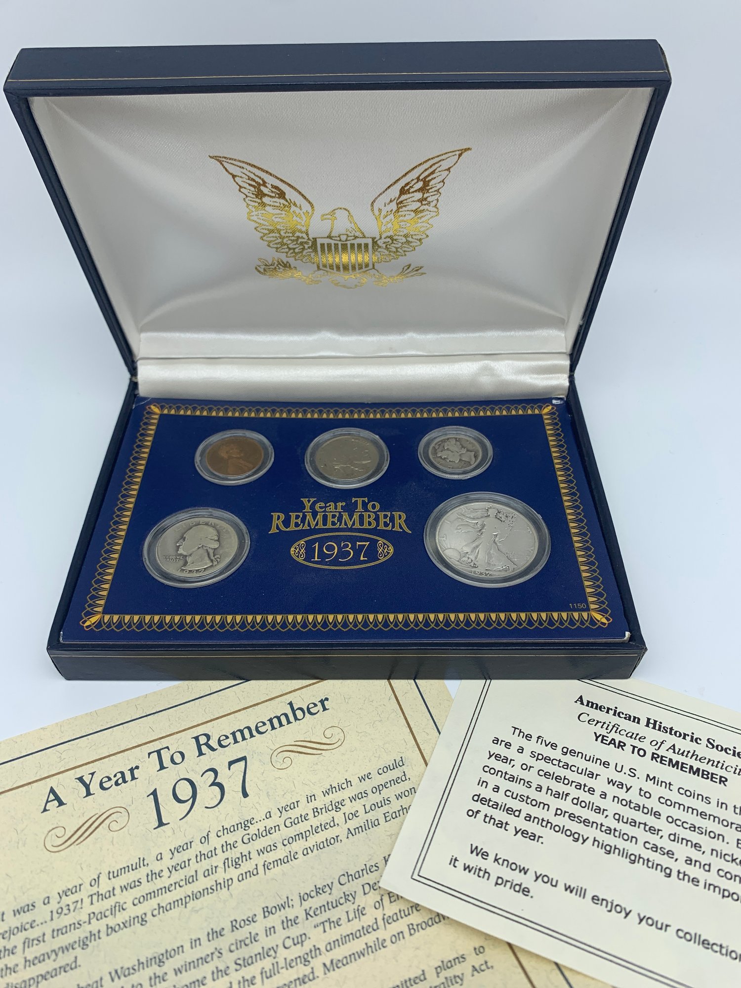 Box Set Of 5 US Mint Coins - 1937 Year To Remember With American ...