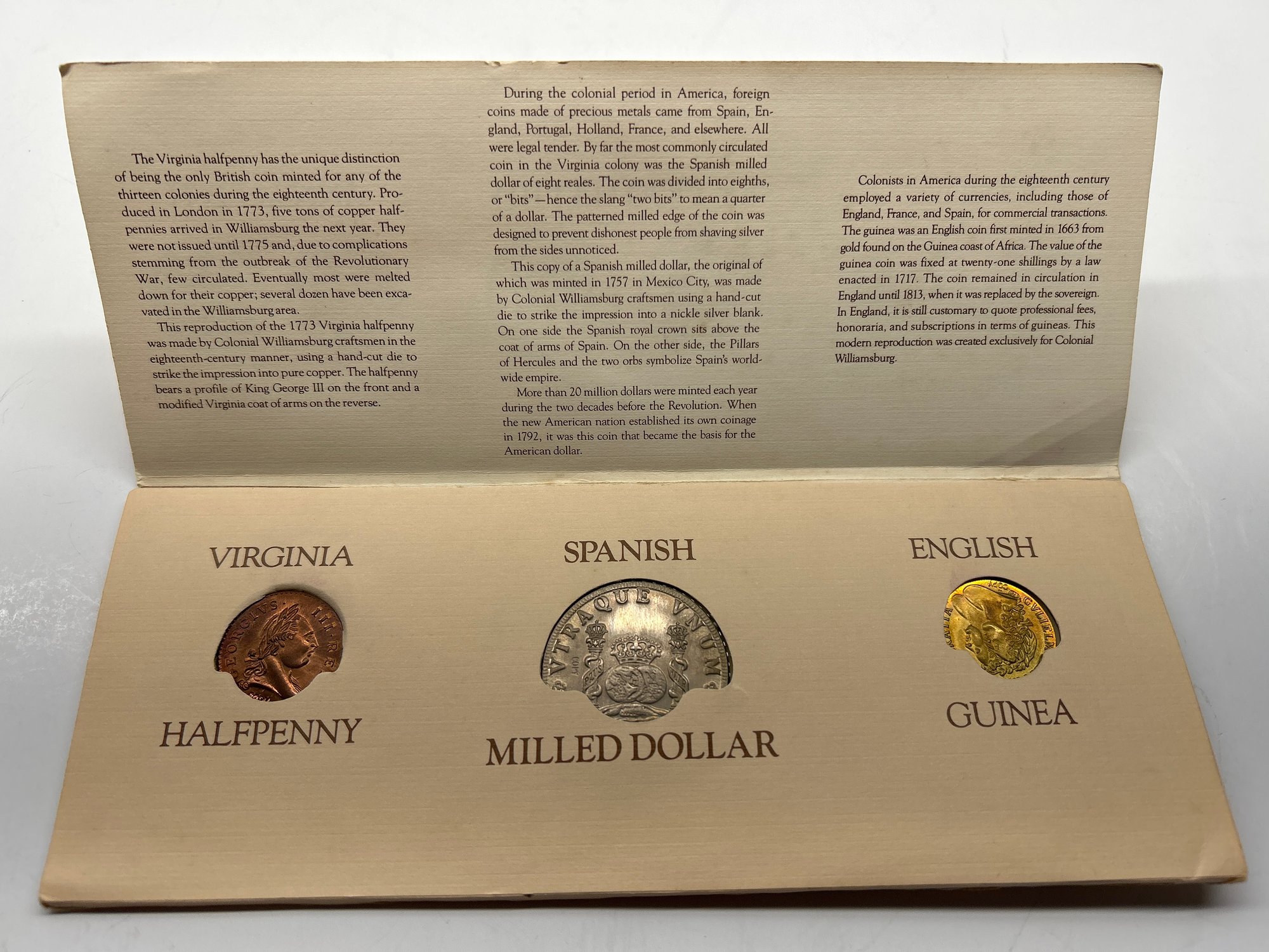 Paper Sleeve With 3 Coin Copies, Virginia, Spanish, English Replica ...