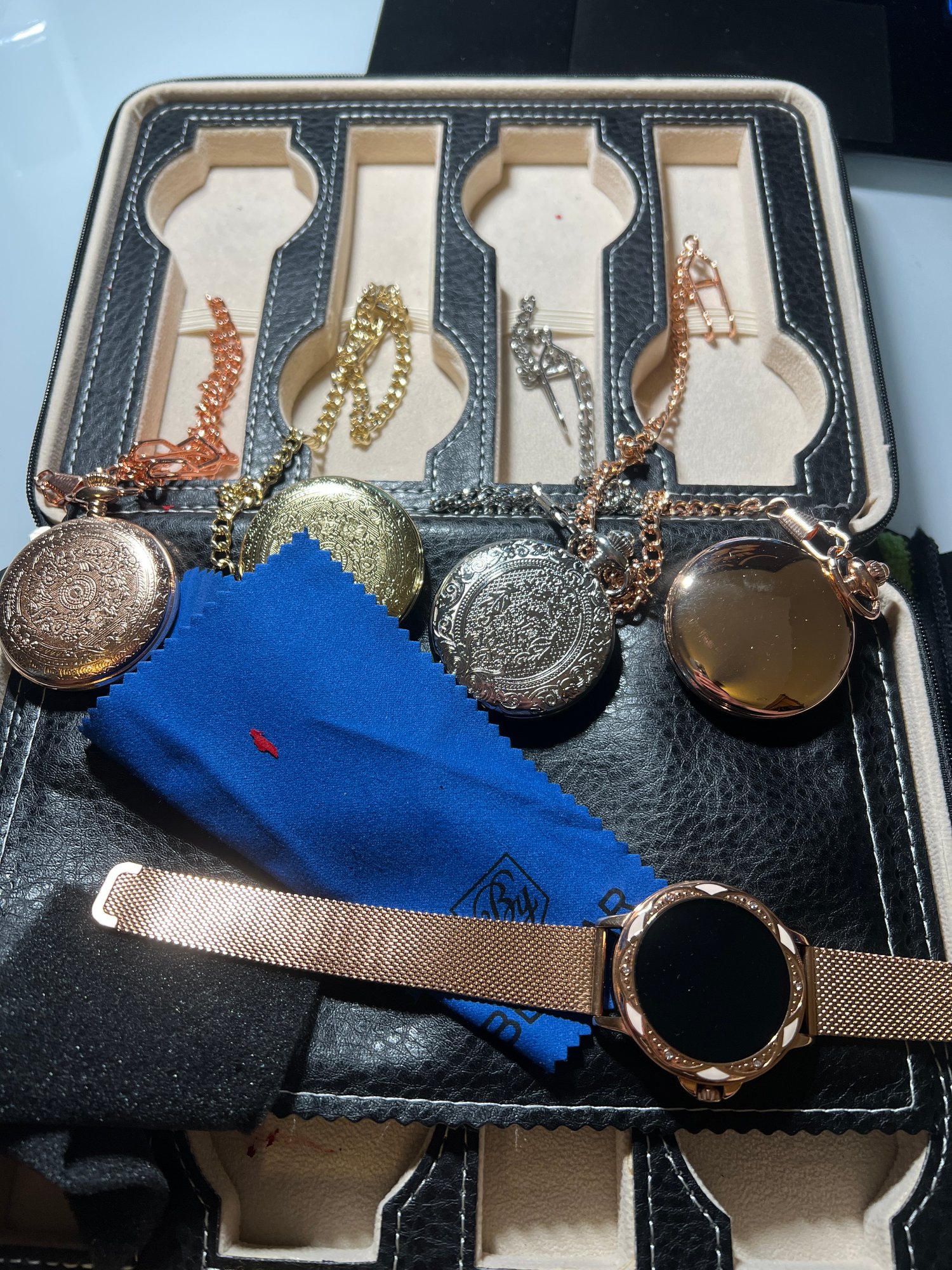 Lot Of 4 Pocket Watches And Broken Digital Watch #1338 | Auctionninja.com