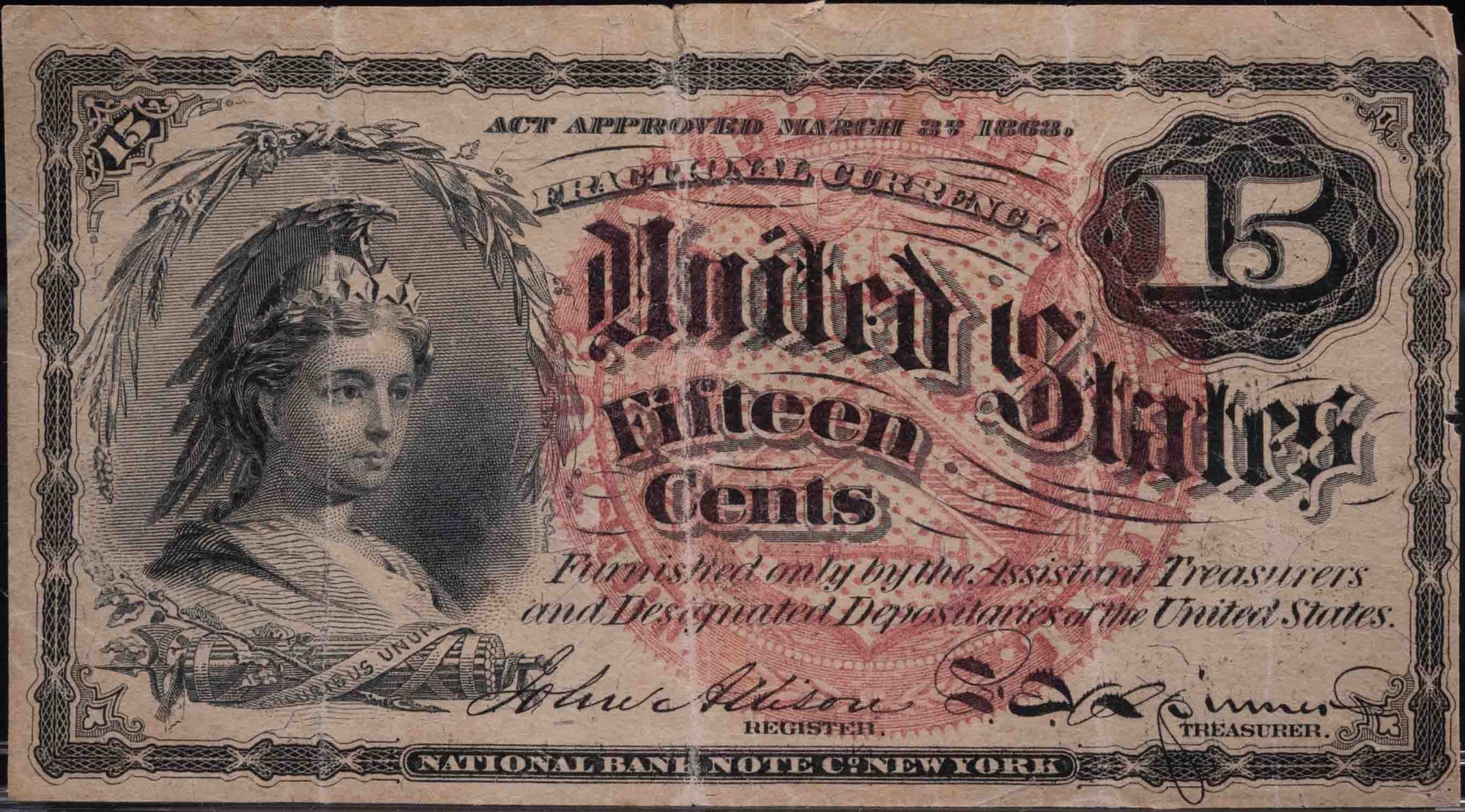 4th Issue Fifteen Cents Fractional Note #19871 | Auctionninja.com