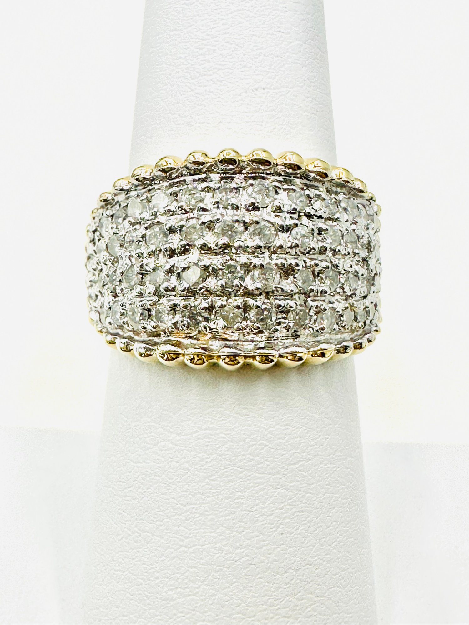 10KT 2-Tone Gold Natural Diamond Band, Multi Row Diamond Ring Size 6 ...