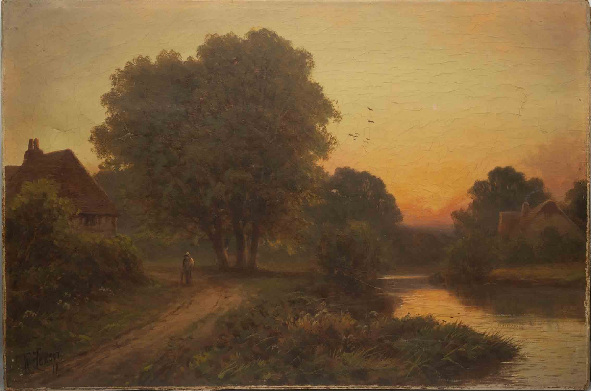 Antique Oil On Canvas Signed R. Fenson #15104 | Auctionninja.com