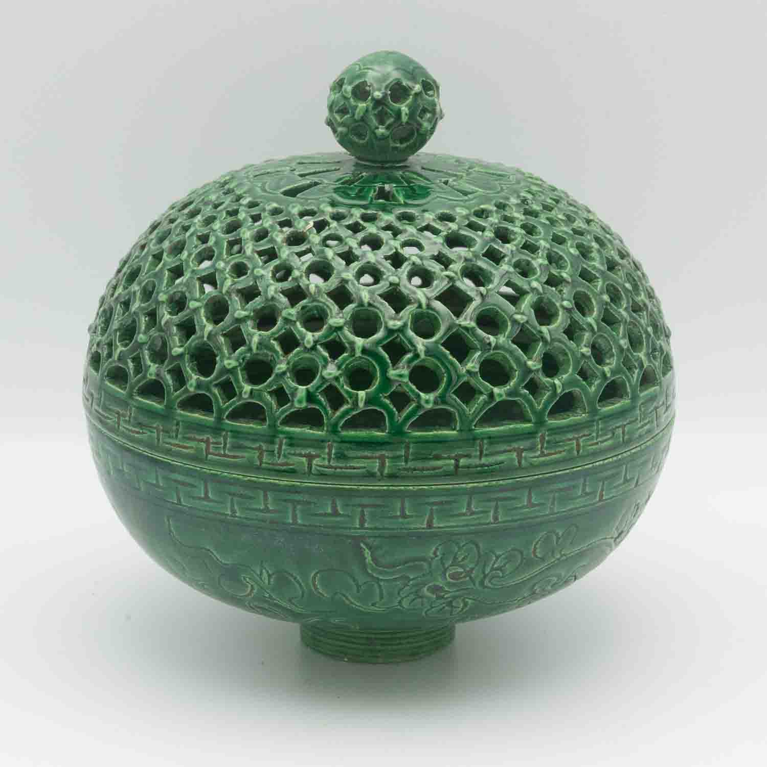 Antique Chinese Turquoise Green Glaze Porcelain Aroma Diffuser #23817 ...