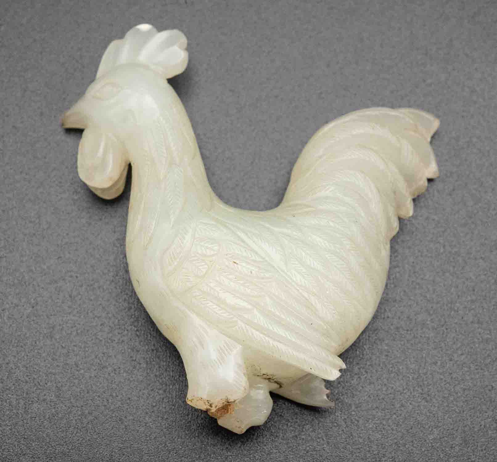 Old Chinese White Jade Carved Rooster Figure #23811 | Auctionninja.com