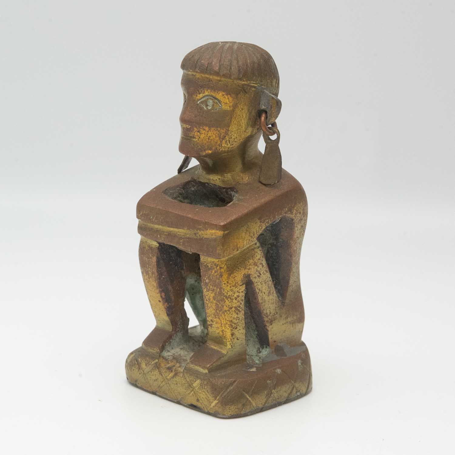 Antique Chinese Carved Bronze Sitting Man Figure #18142 | Auctionninja.com