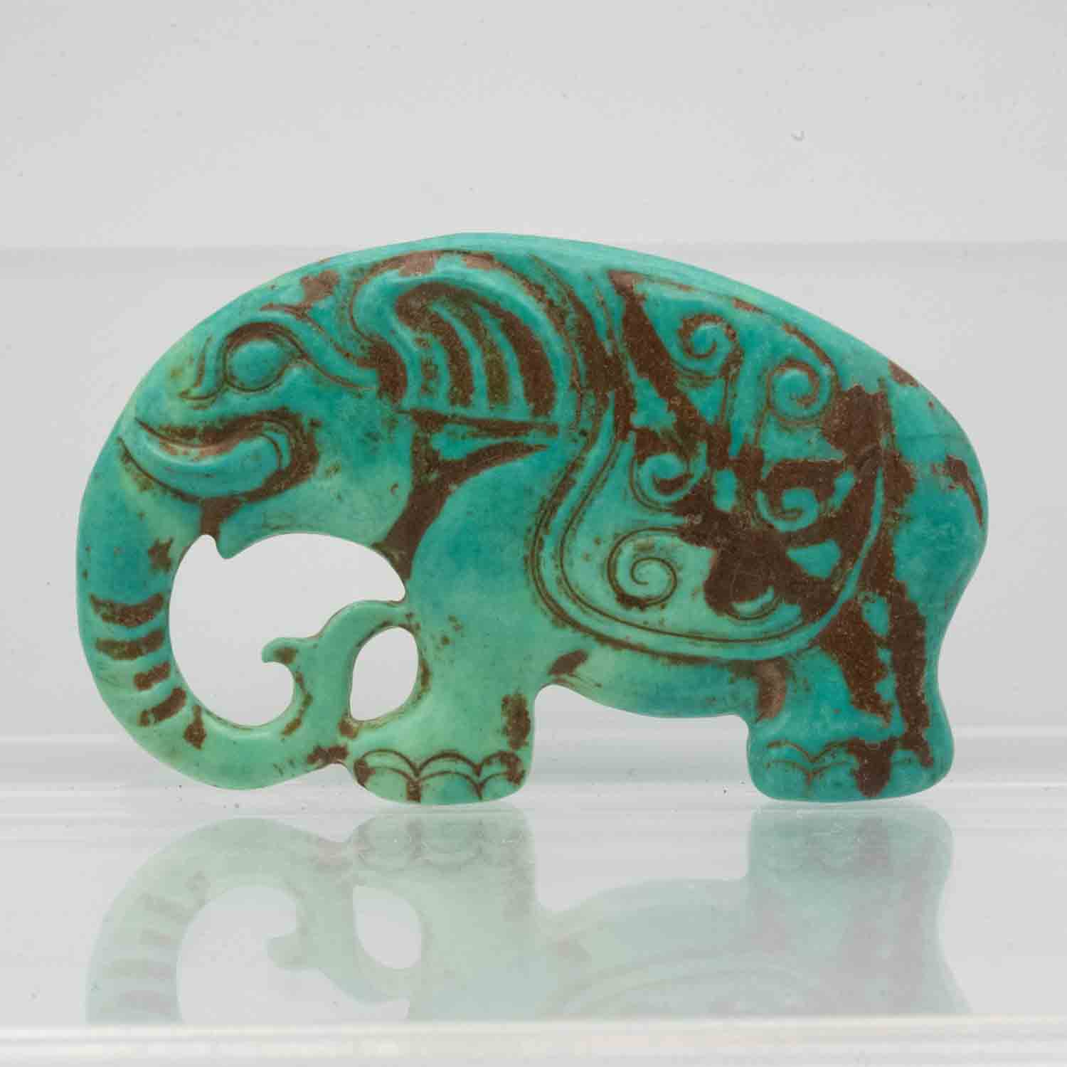 Antique Tibetan Turquoise Elephant Figure #22888 | Auctionninja.com