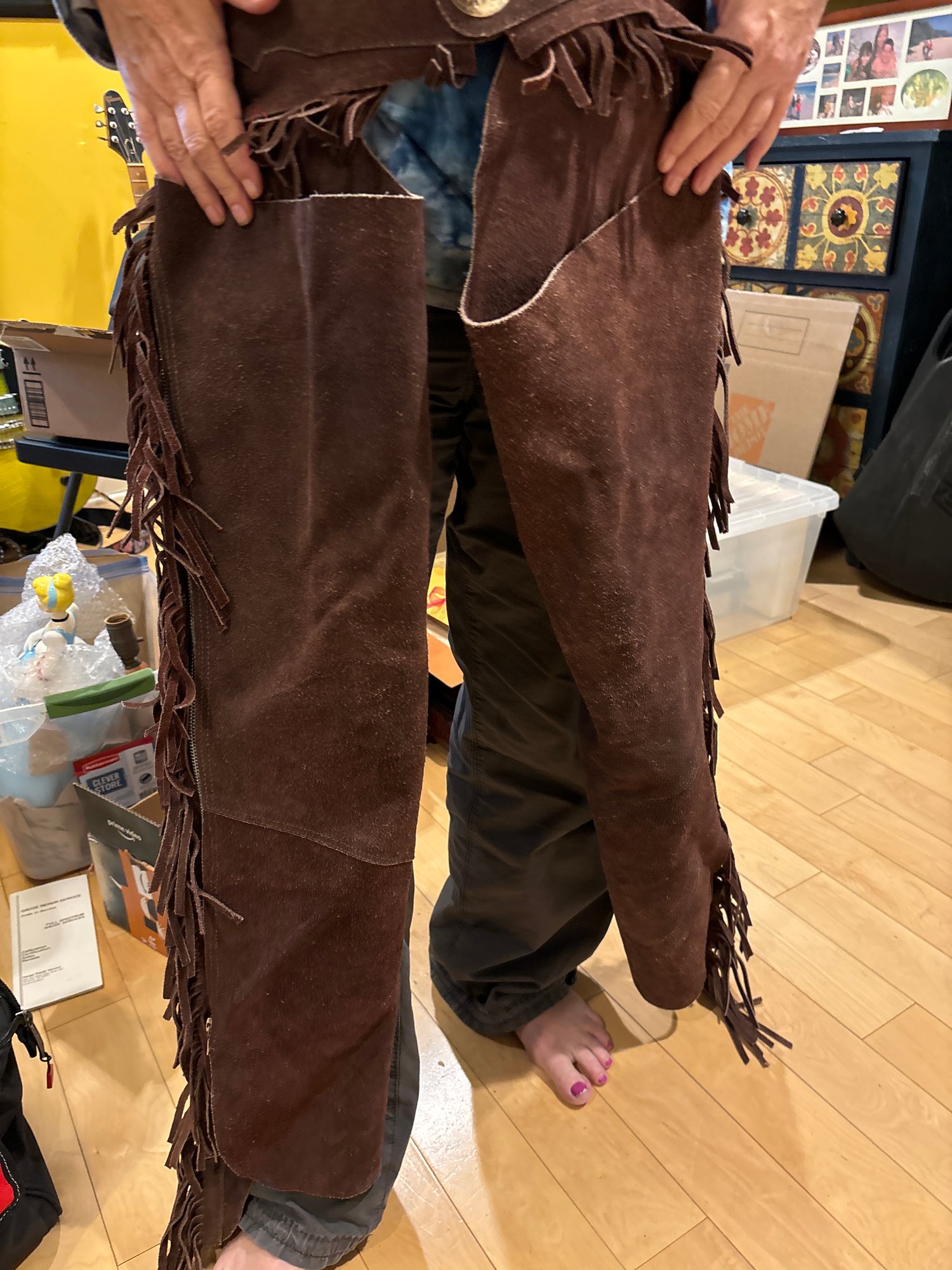 Brown Suede Leather Riding Chaps Western #2823 | Auctionninja.com