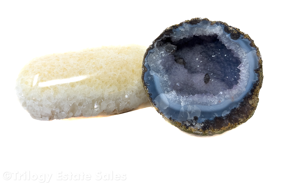 Half Round Amethyst Geode And Polished Off White Quartz #5959 ...