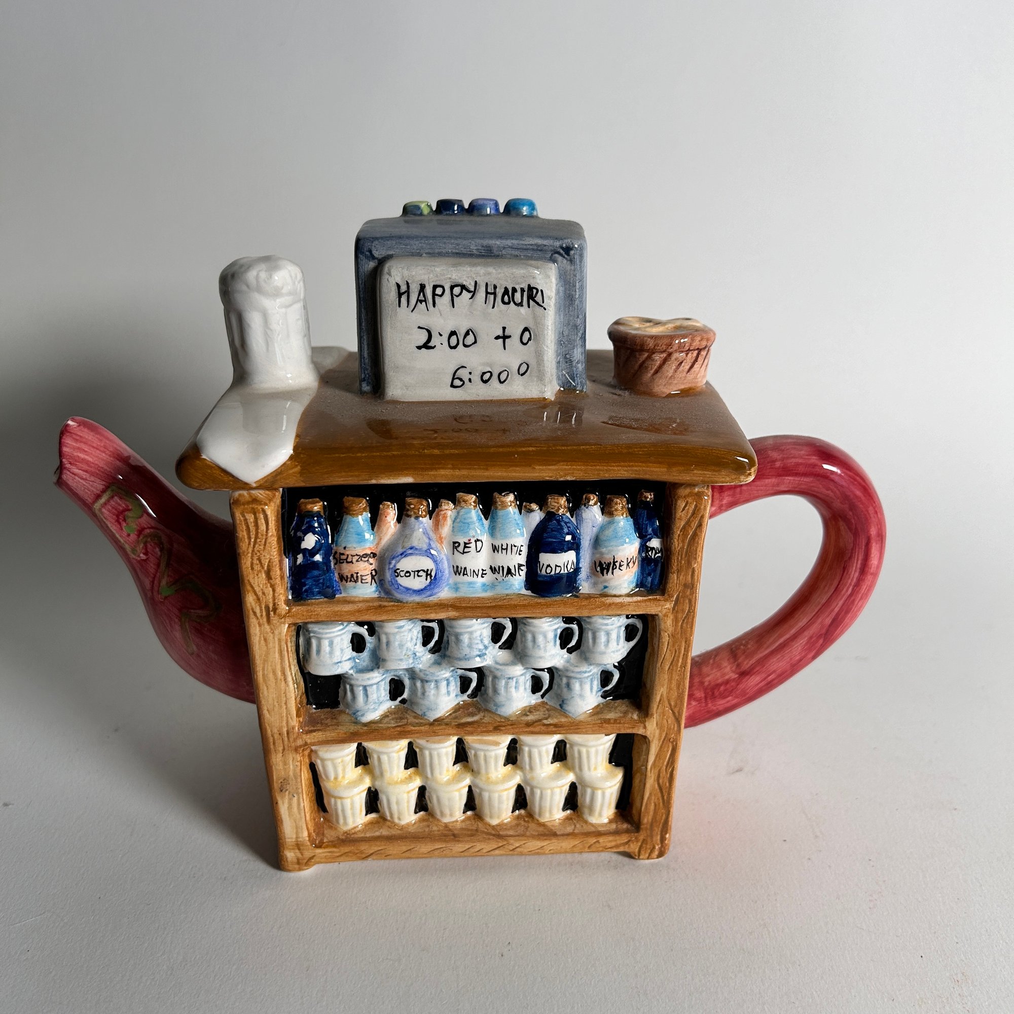 Vintage Bar Happy Hour Themed Teapot #20724 | Auctionninja.com