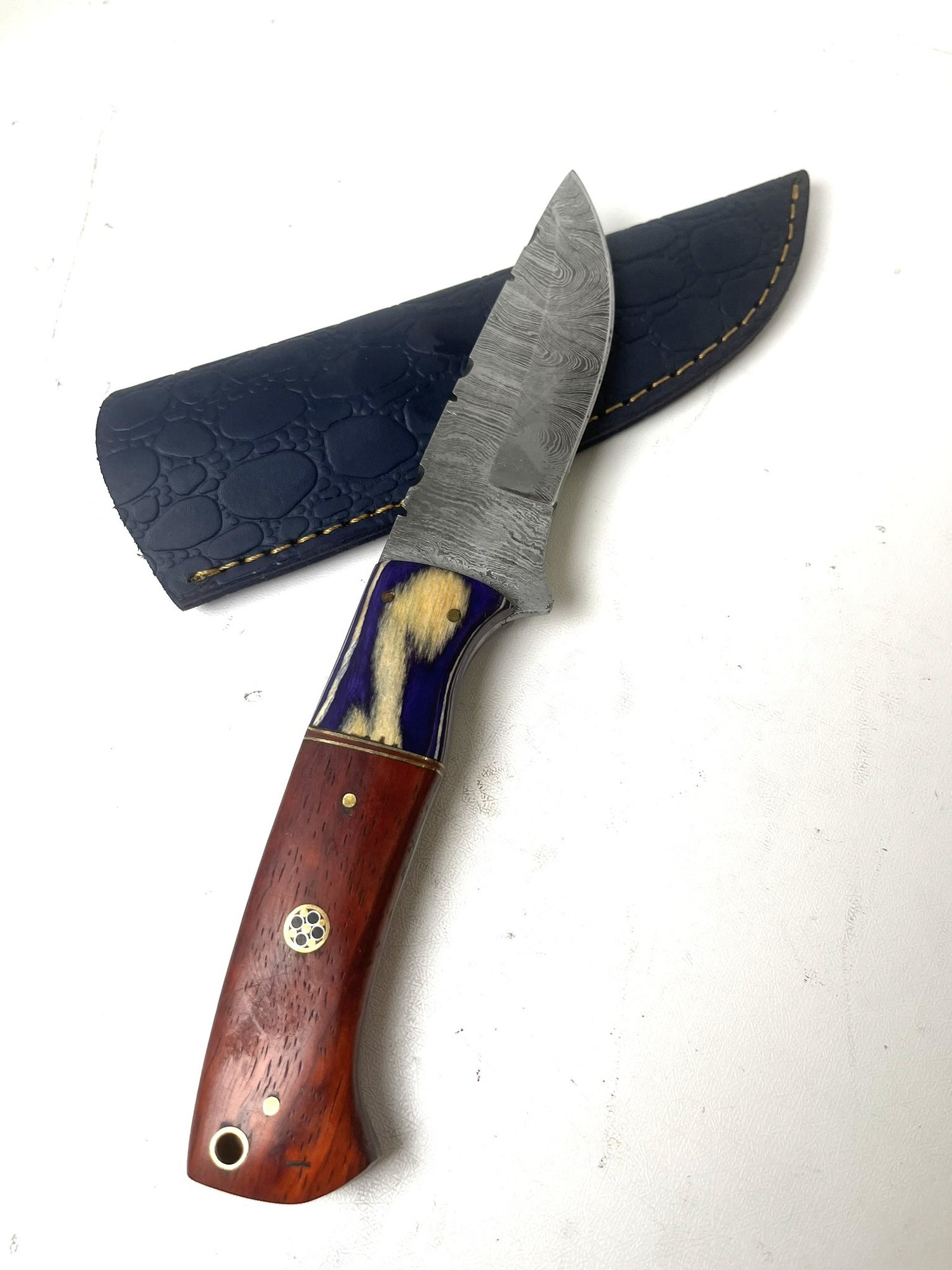 Hand Made Damascus Steel 9 Inch Knife With Leather Sheath 13 #29179 ...