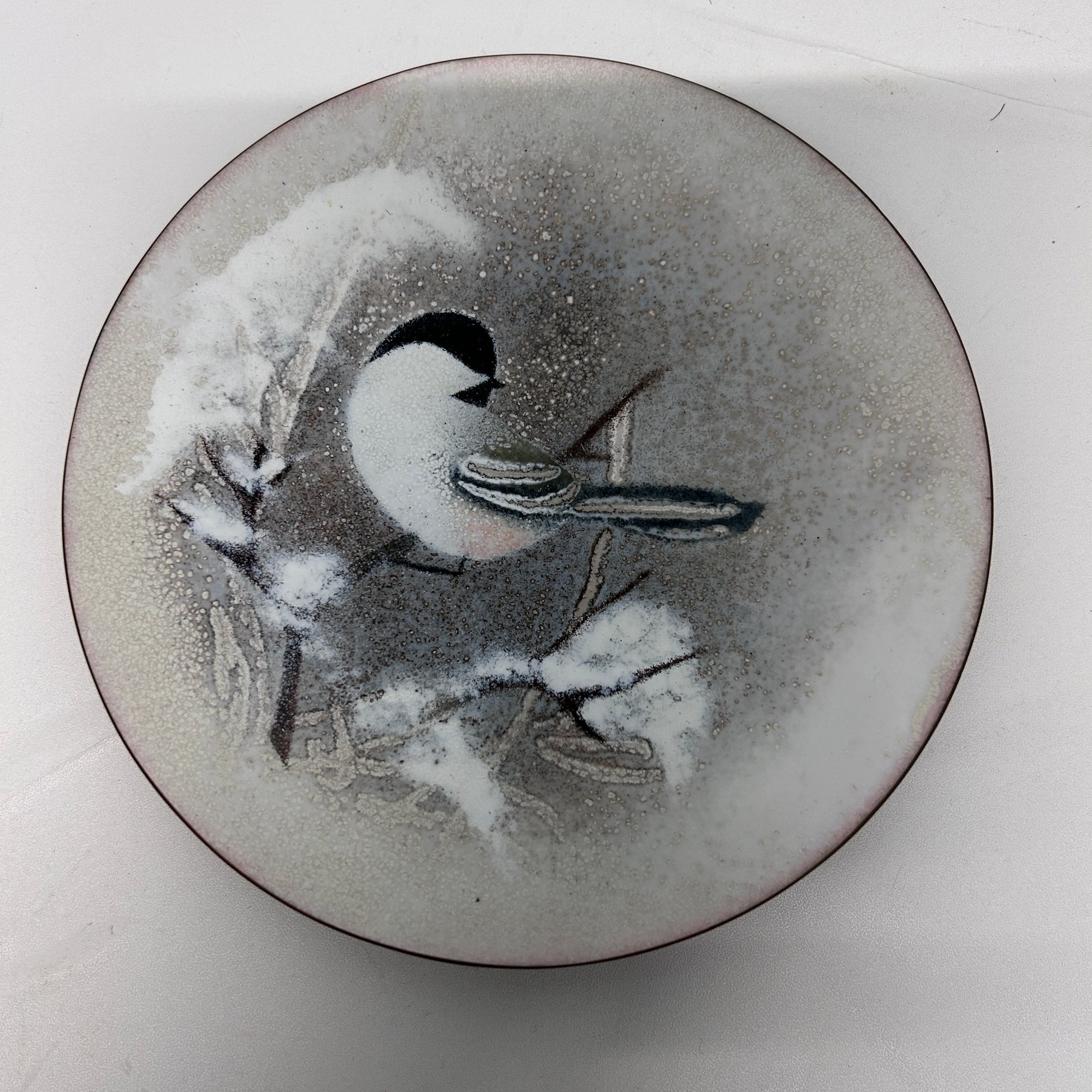 Chickadee Bird Enamel On Copper Plate By Norman Brumm #18943 ...
