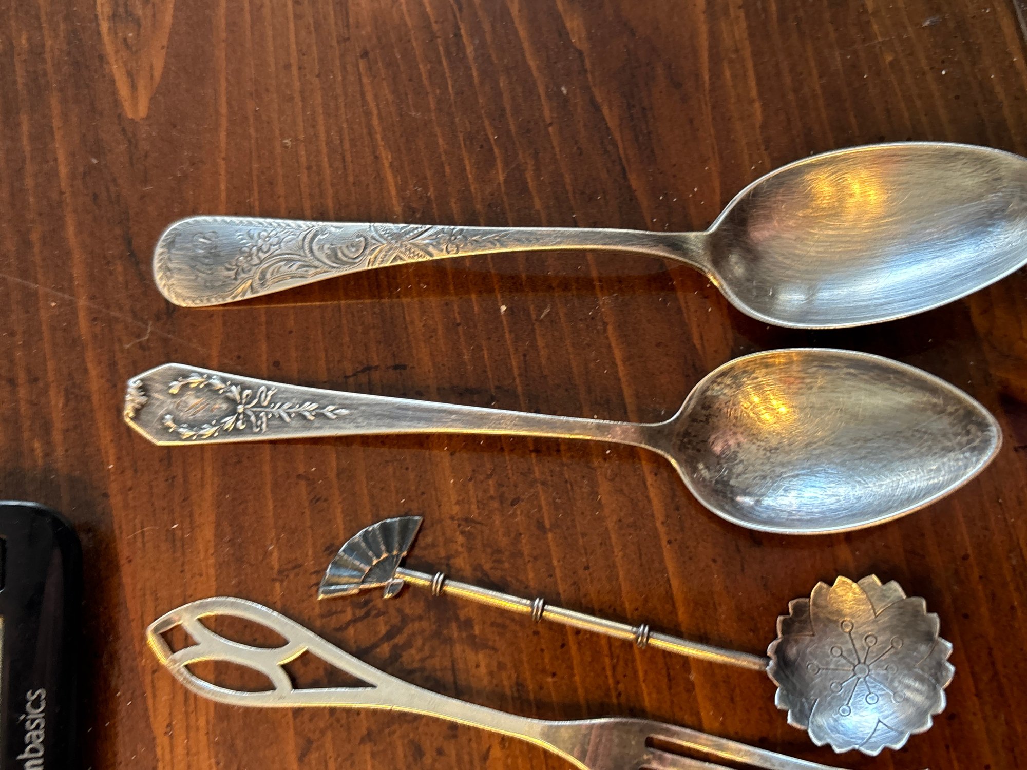 Lot Of 4 Unique Sterling Spoons And Fork, Great Decorative Flatware, 54 ...
