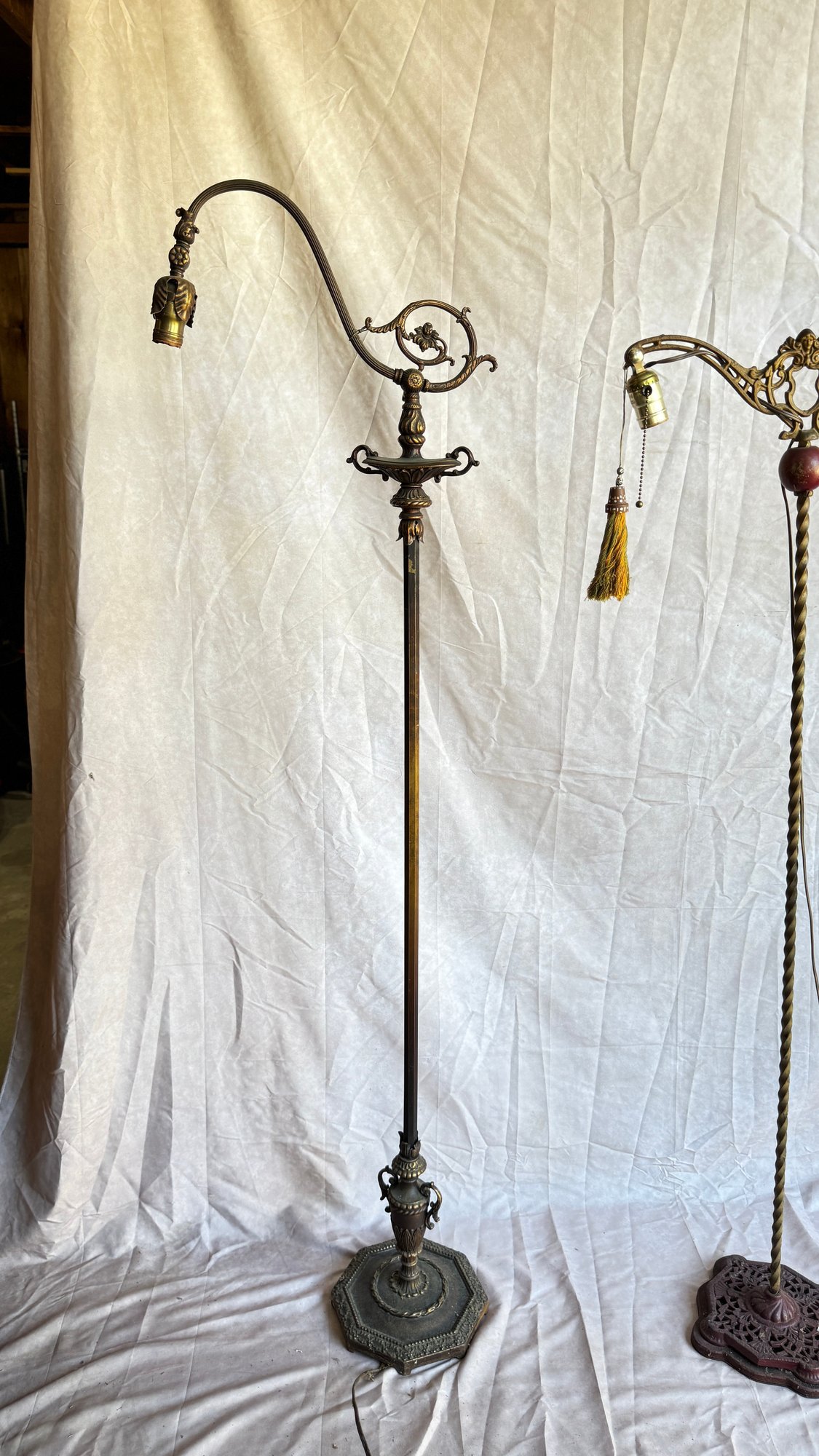 Two Antique Bridge Lamps With Ornate Details* #3344 | Auctionninja.com