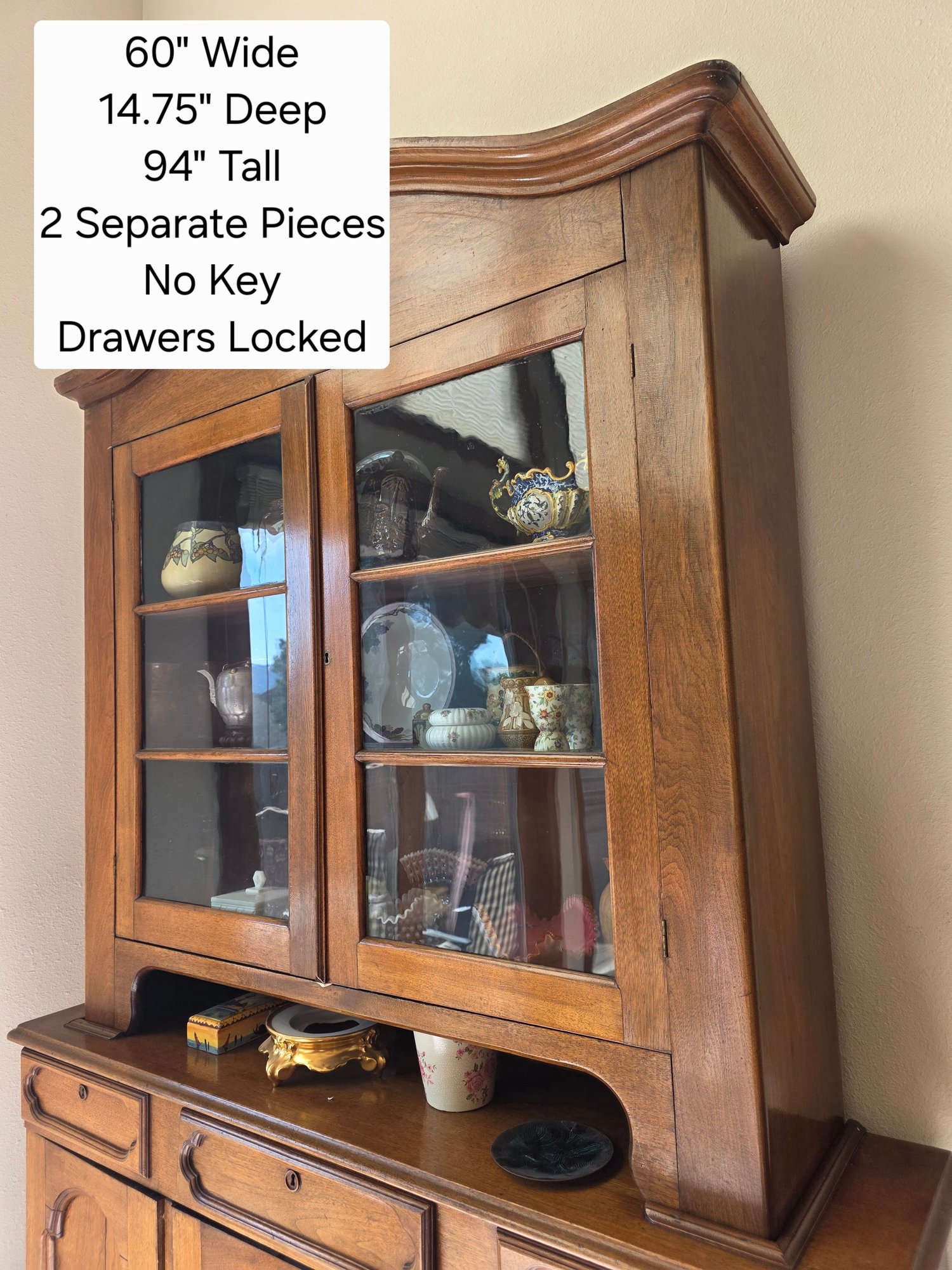Antique China Hutch With Original Glass #1917 | Auctionninja.com