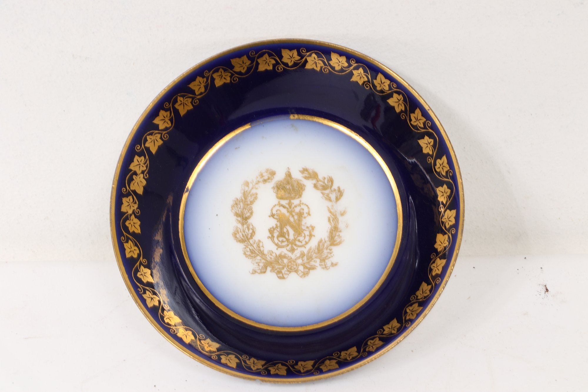 Rare Sevres Imperial Napoleon 3 Monogram Gilded Cobalt Blue Saucer ...