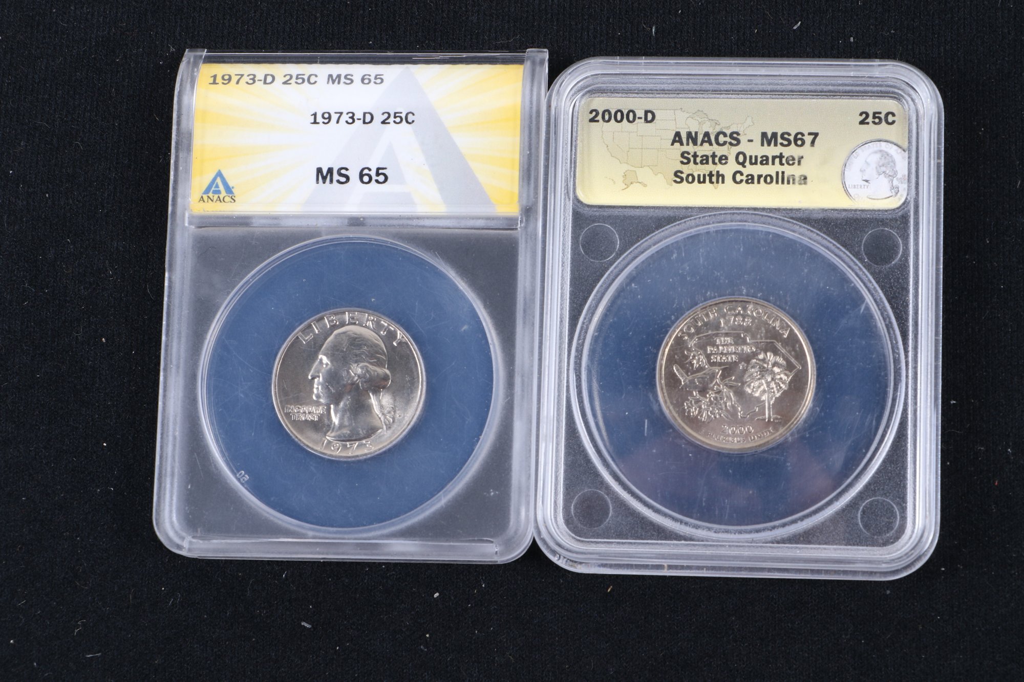 Group Of Two US 25c Graded Coins ANACS #210962 | Auctionninja.com