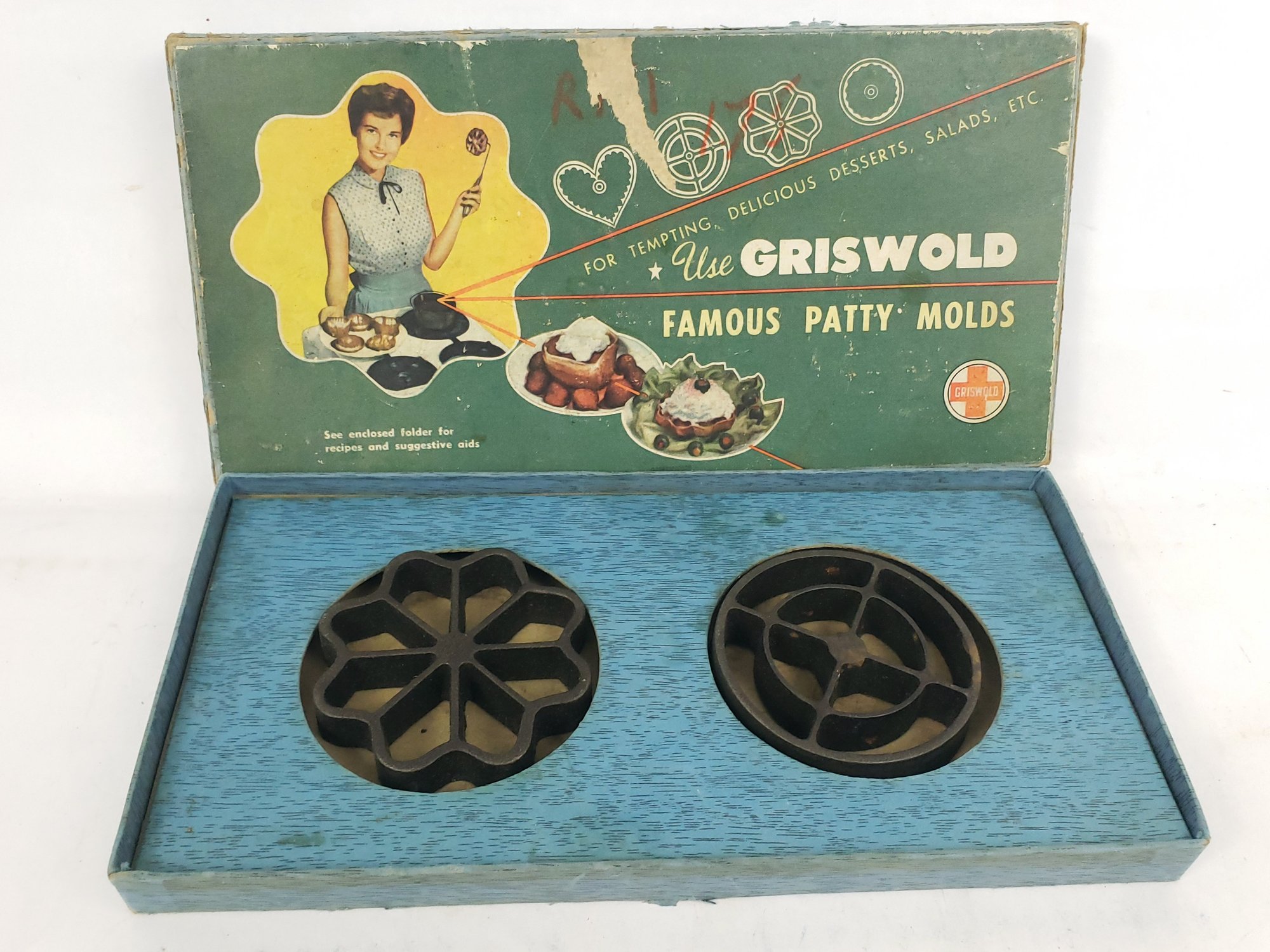 Griswold Cast Iron Patty Molds In Box #219058 | Auctionninja.com
