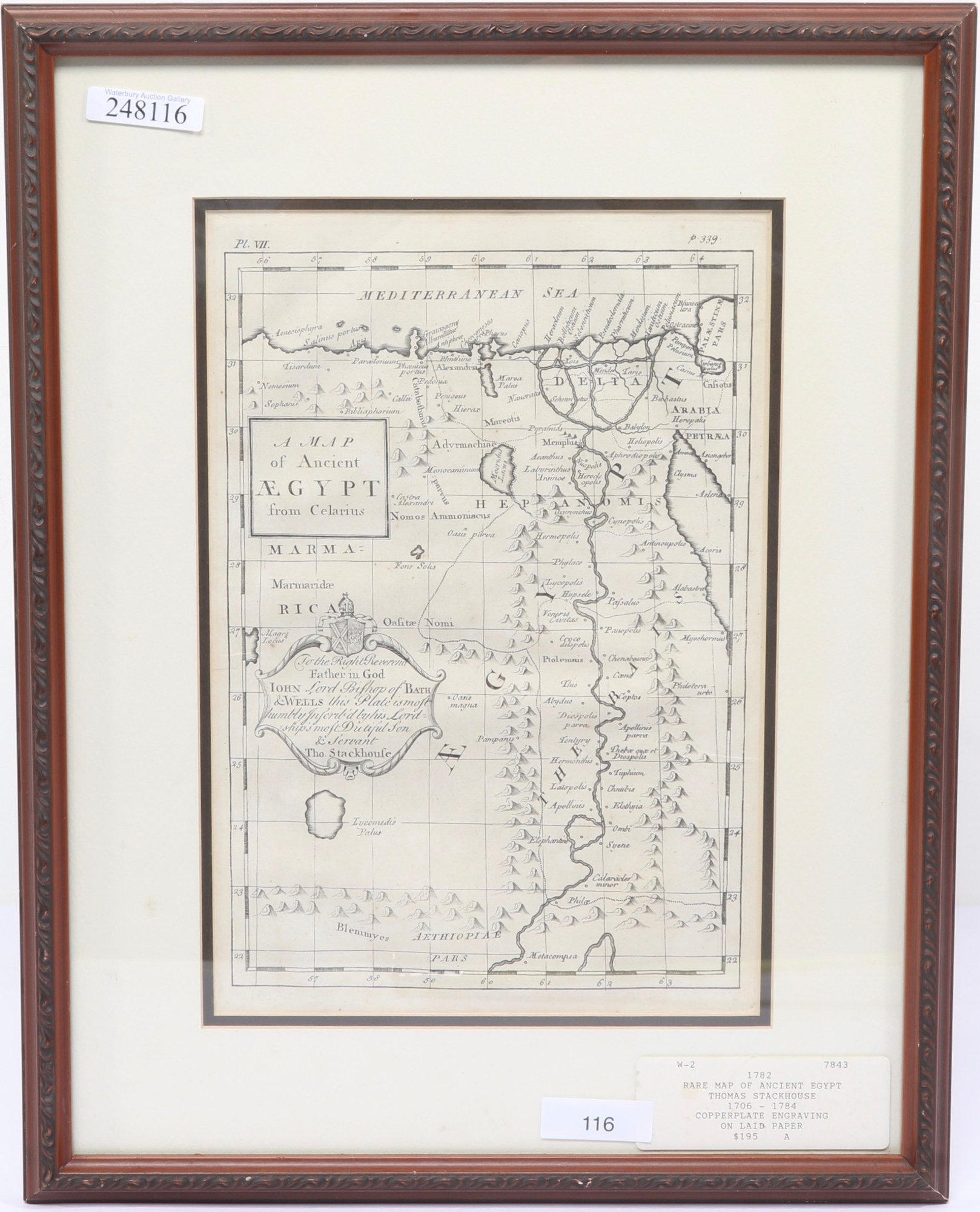 1782 Rare Map Of Ancient Egypt By Thomas Stackhouse - Copperplate ...
