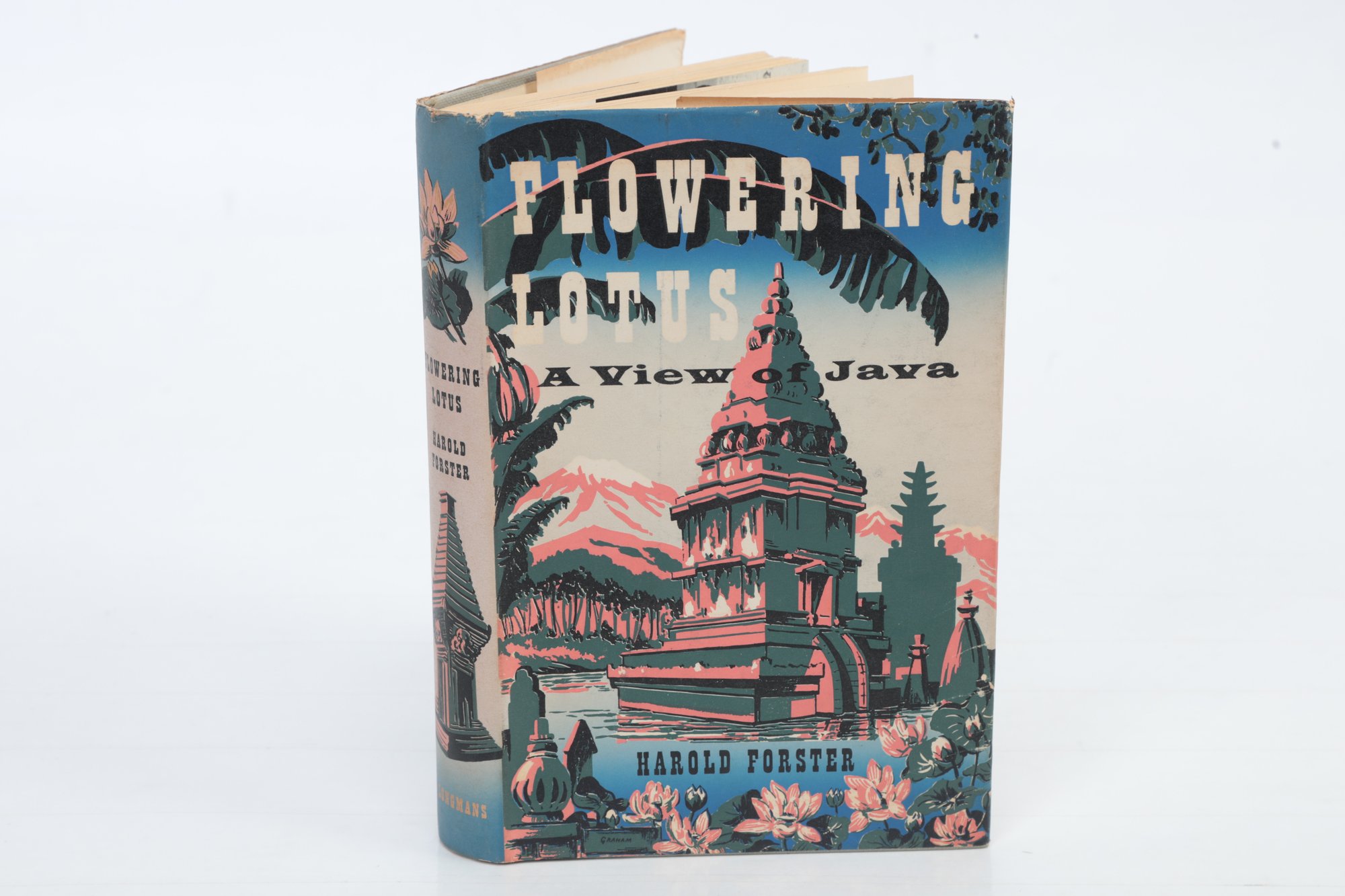 ASIA 1958 Flowering Lotus: A View Of Java. By Harold Foster. Colorful ...