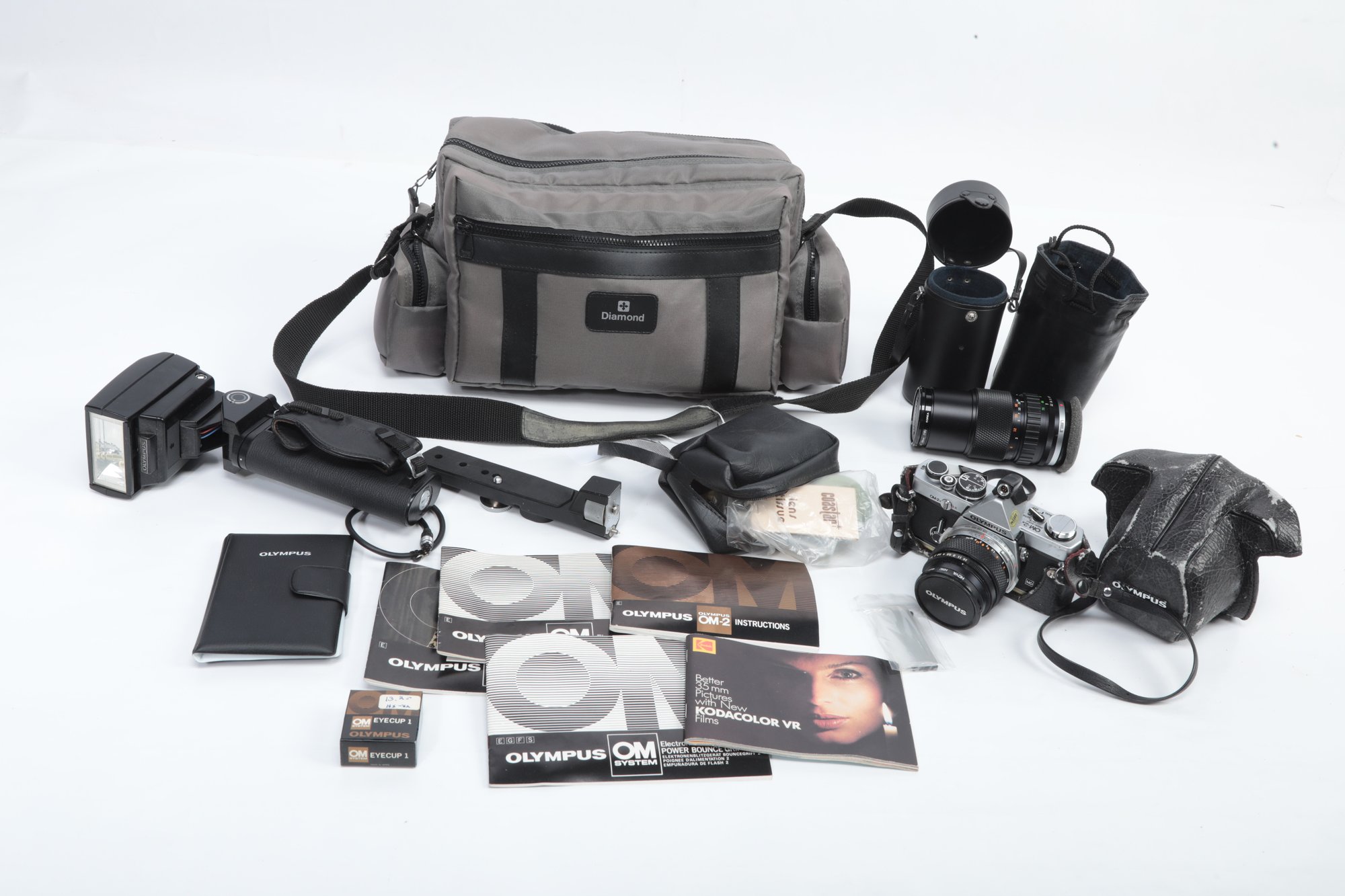 Olympus OM-2n 35mm Camera-75-100mm Lens, Auto Flash Attachment ...